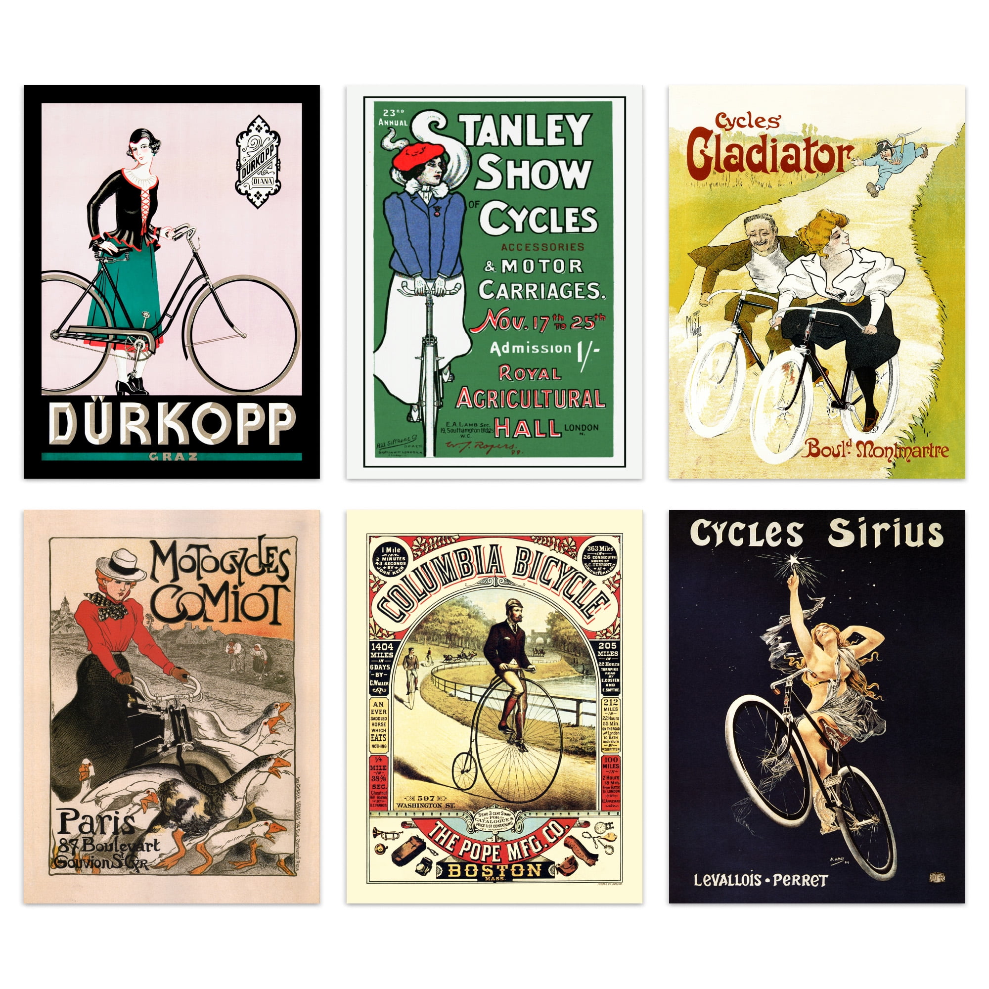 Collection Of Cycling Bicycle Adverts Set Of 6 Unframed Wall Art Prints ...