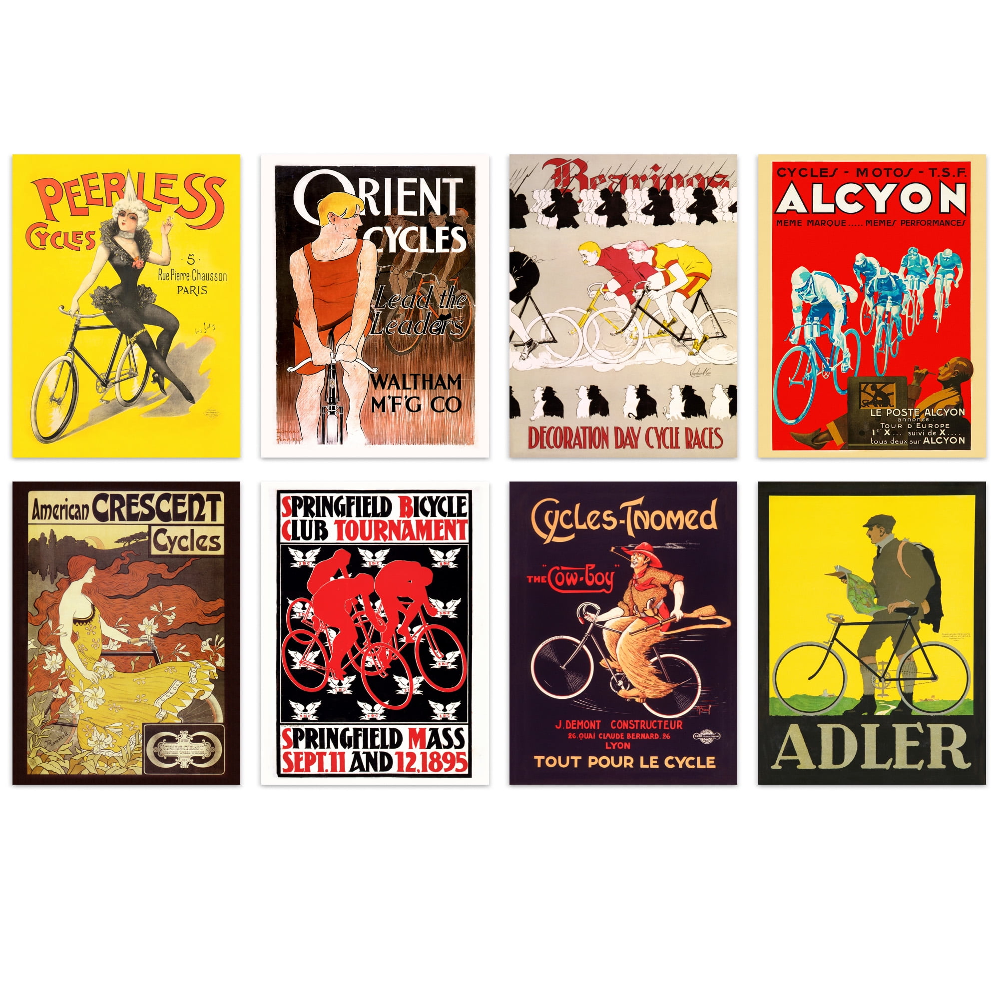 Collection Of Vintage Cycling Bicycle Bike Adverts Set Of 8 Unframed ...