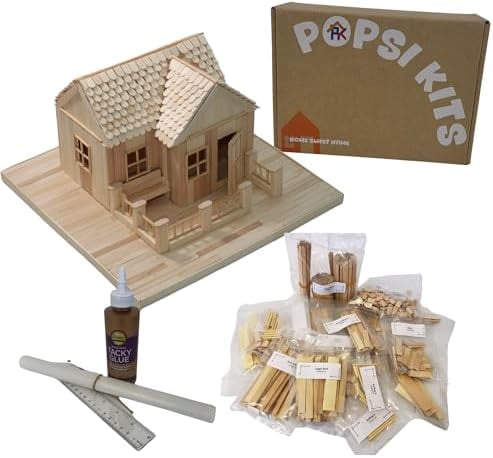 Collection Popsicle Stick Model House Kit, Over 950 Pre-Cut Wooden ...