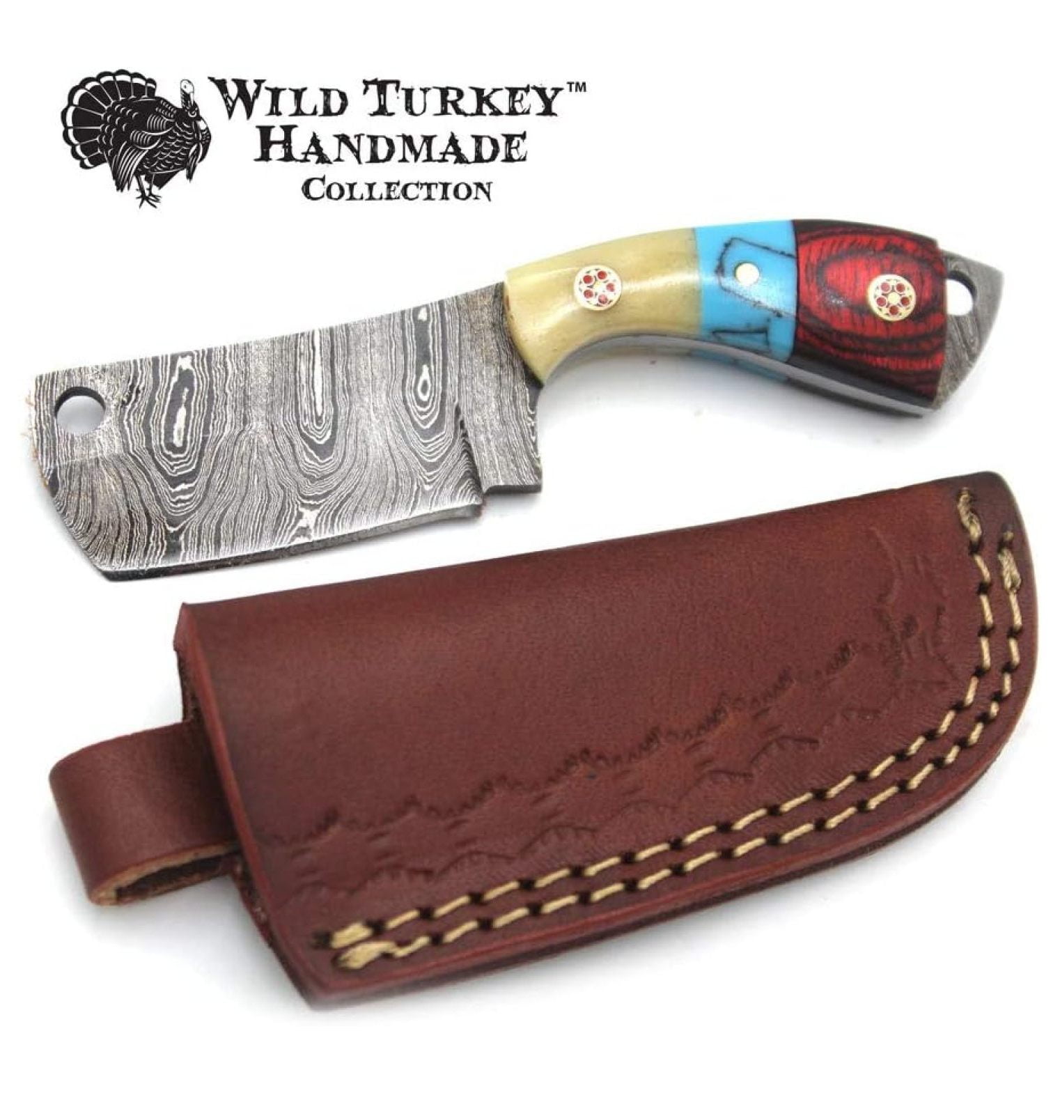 Collection Real Damascu Blade Fixed Blade Mini Chef Cleaver - Walmart.com