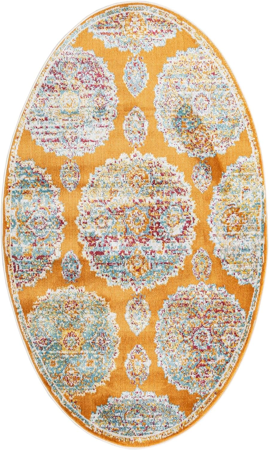 Collection Rug – 3' x 5' Oval Orange Medium-Pile Rug Perfect for Living ...