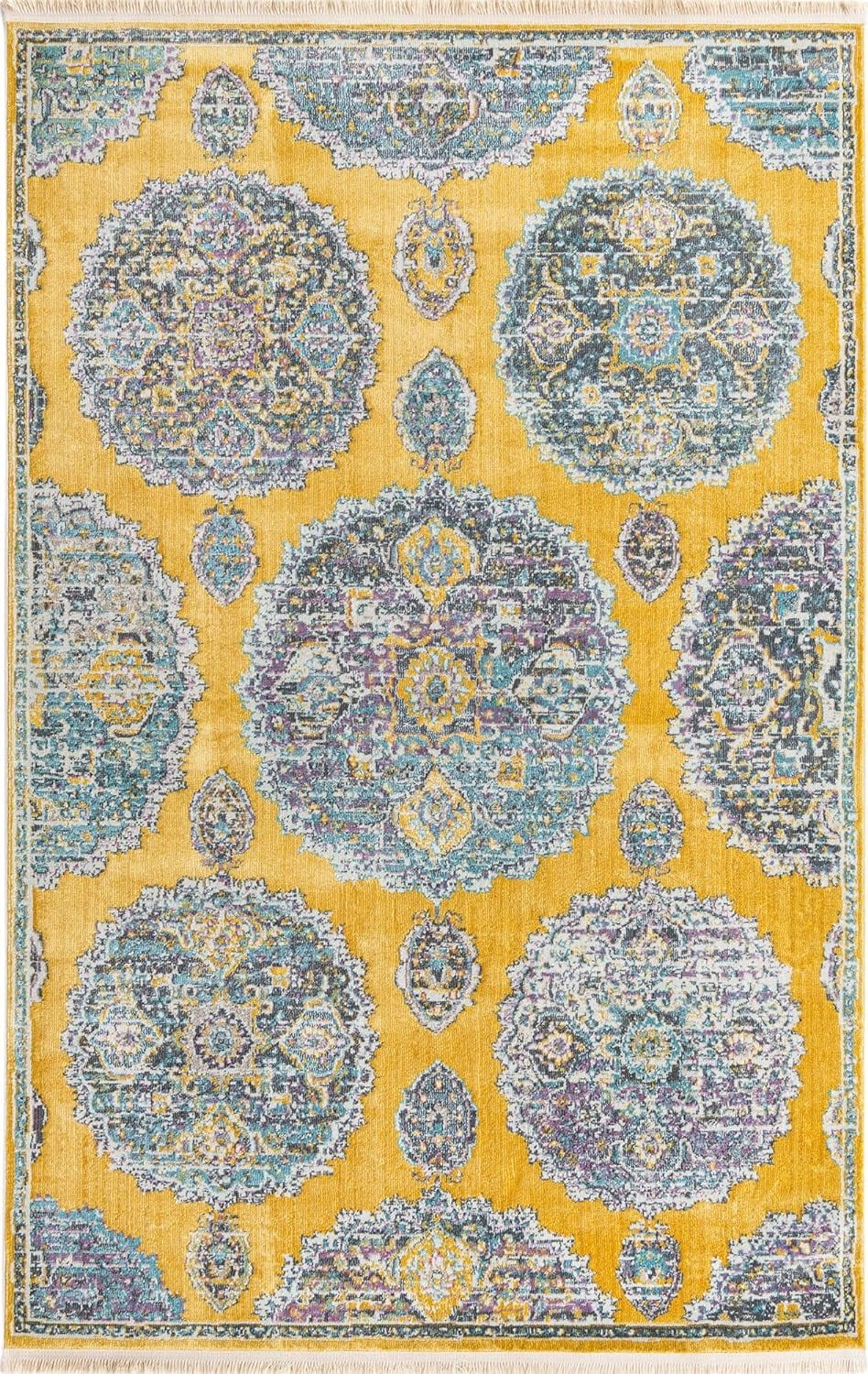 Collection Rug – 5' x 8' Yellow Medium-Pile Rug Perfect for Bedrooms ...