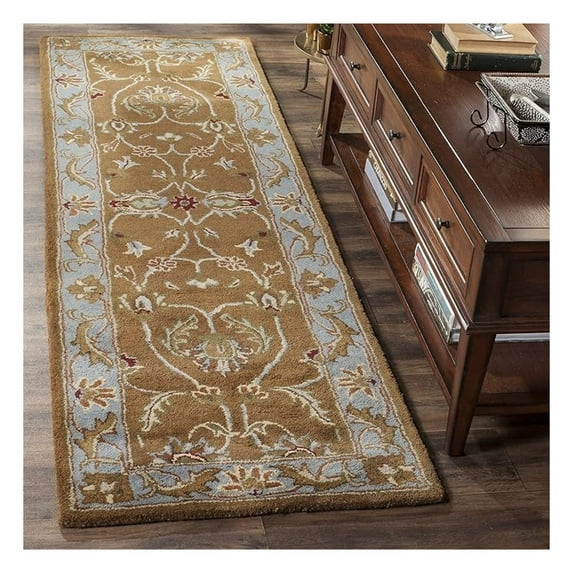 Collection Runner Rug - 2'3" x 6', Brown & Blue, Handmade Traditional ...