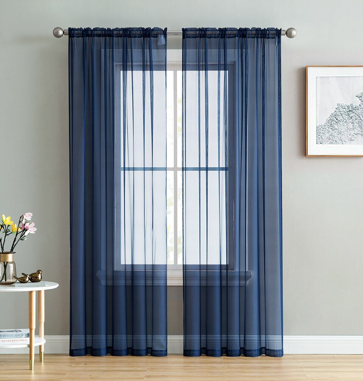 Collection Sheer Voile Solid Window Curtain Panel - Set of 2 - ALL ...