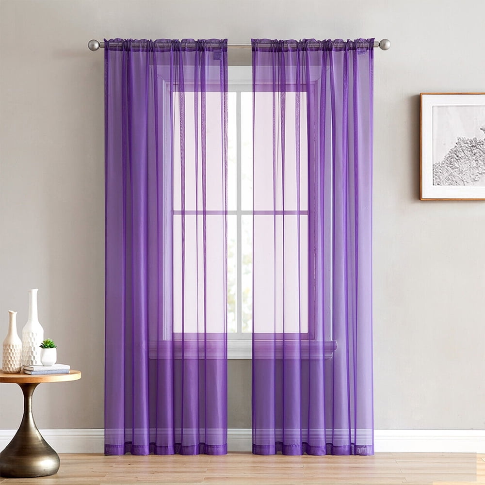 Collection Sheer Voile Solid Window Curtain Panel - Set of 2 - ALL ...