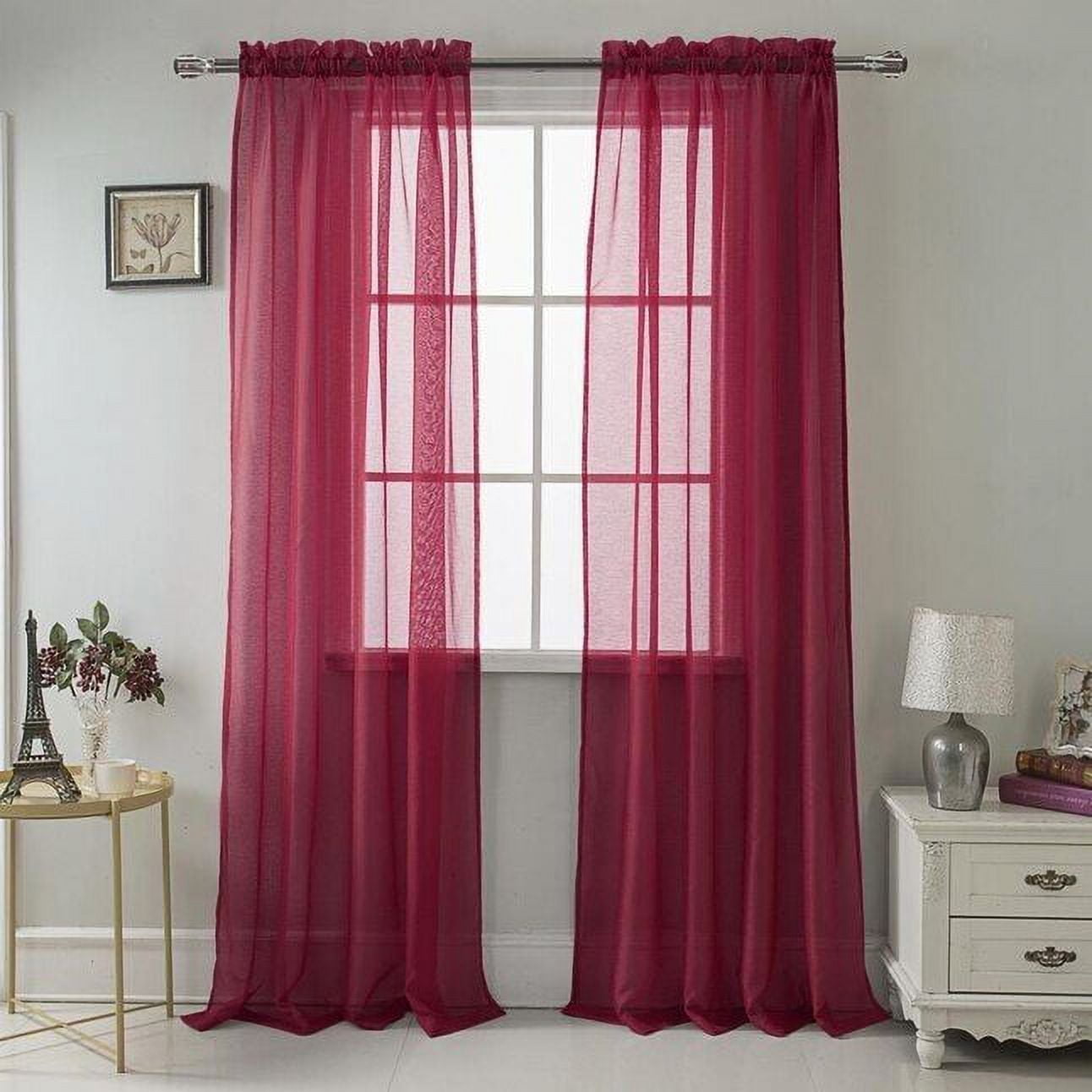 Collection Sheer Voile Solid Window Curtain Panel - Set of 2 - ALL ...