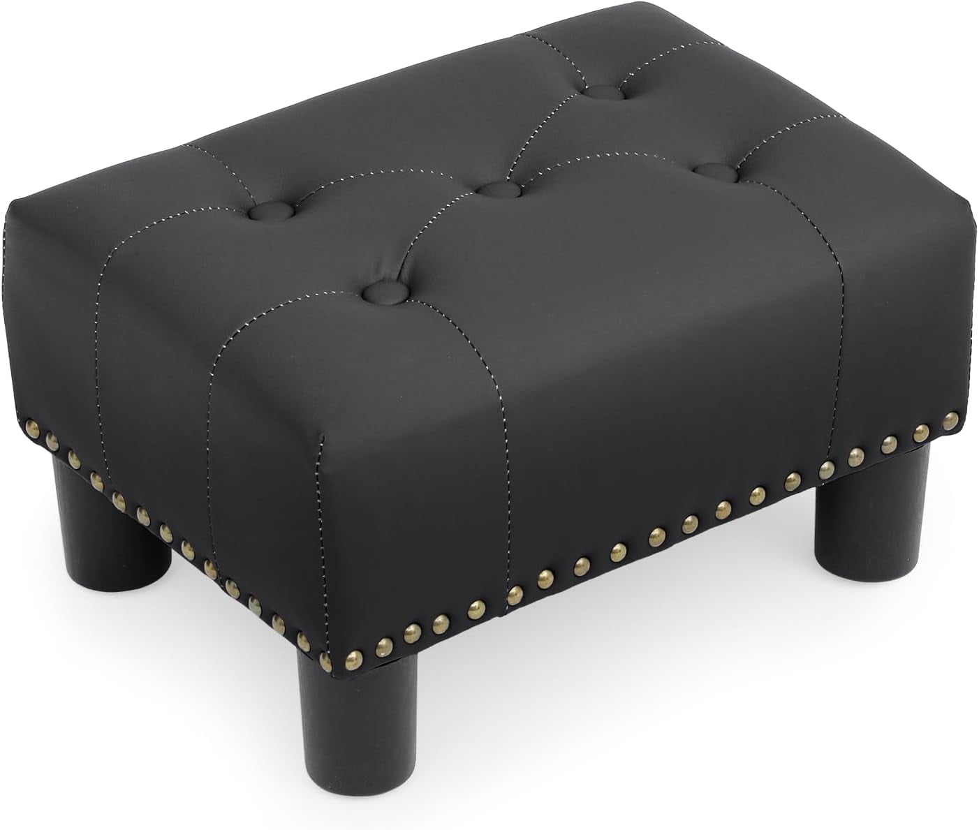 Collection Small Ottoman Foot Rest, Leather Upholstered Foot Stool ...