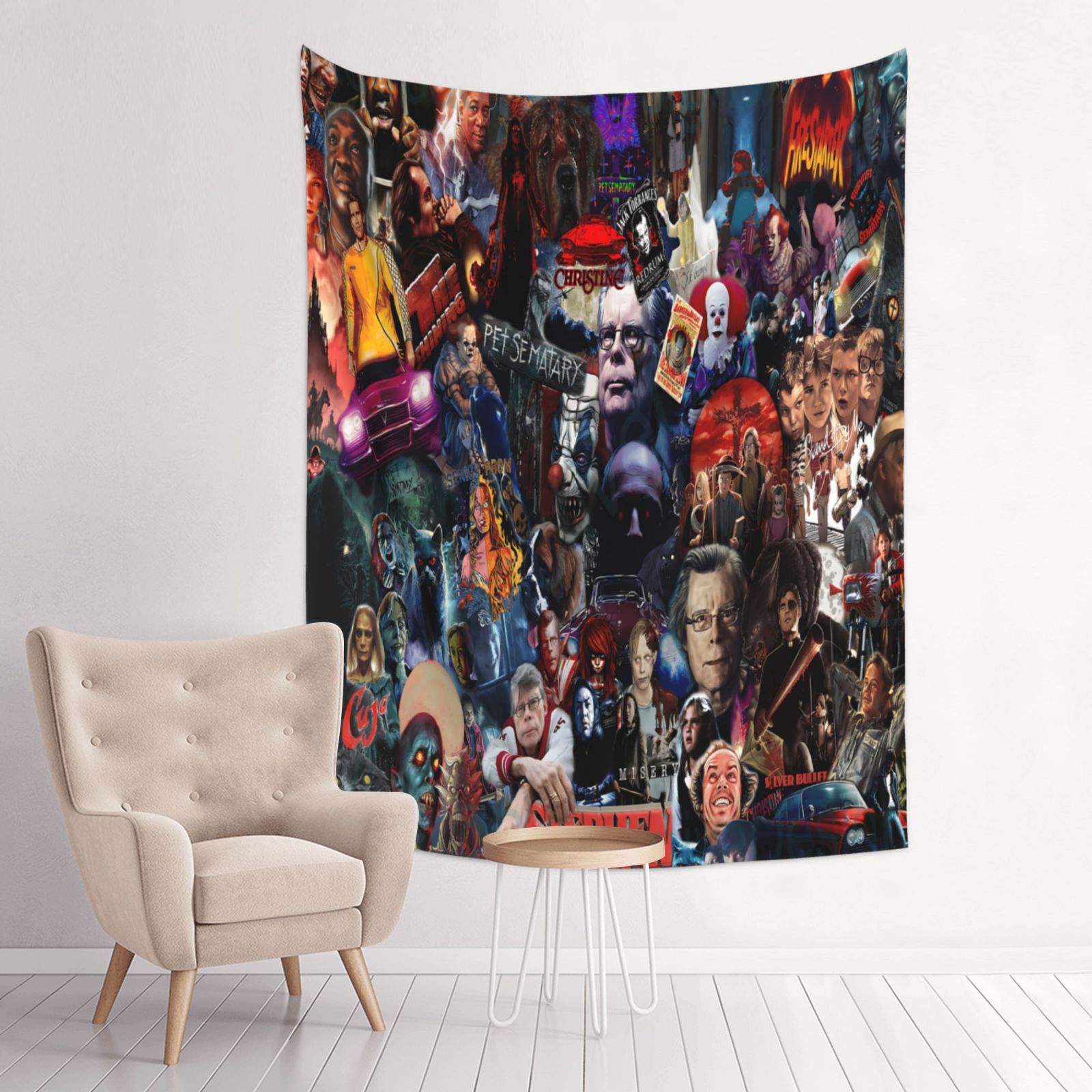 Collection Stephen King Wall Art Cartoon Tapestry Hanging In Bedroom ...