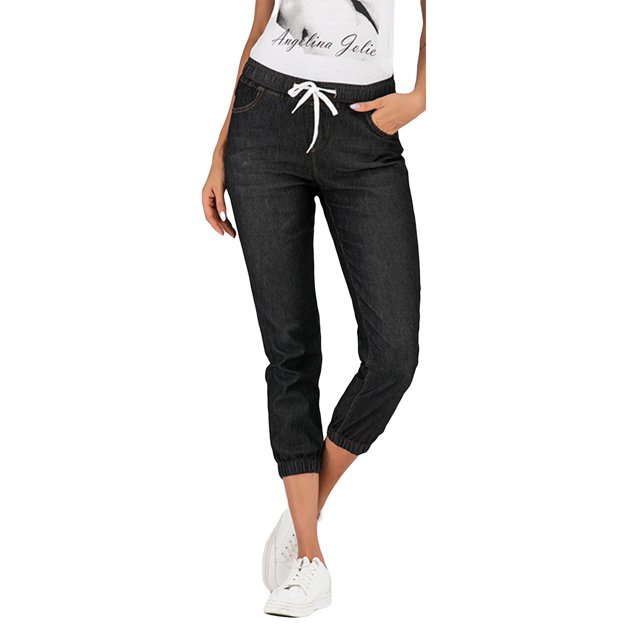 Collection Womens Elastic Waist Pencil Stretch Denim Skinny Drawstring ...