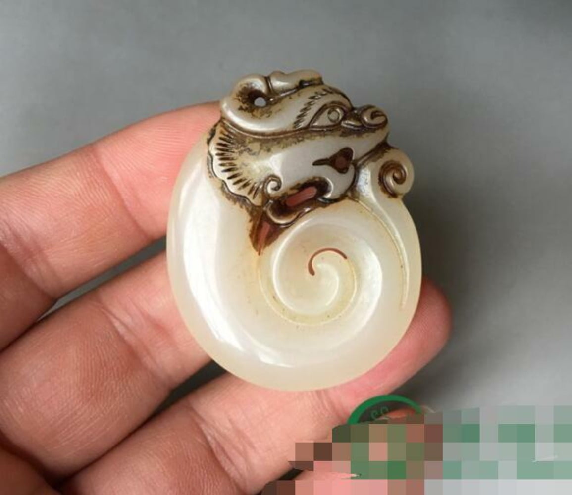 Collectionold Jadeware Han White Jade Dragon Pendant Objects Antiques ...
