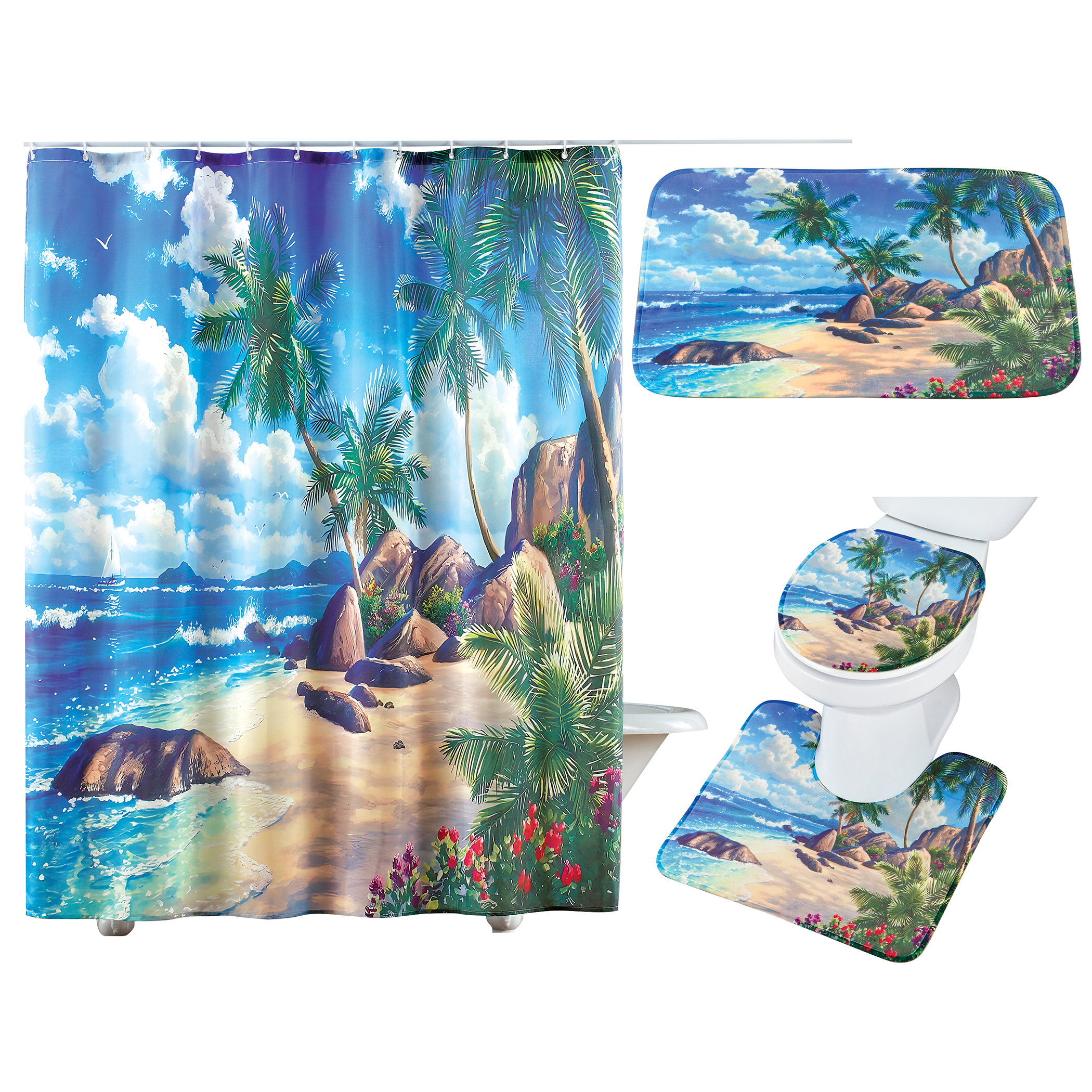Collections Etc 12-Piece Seaside Escape Scene Bathroom Set - Walmart.com