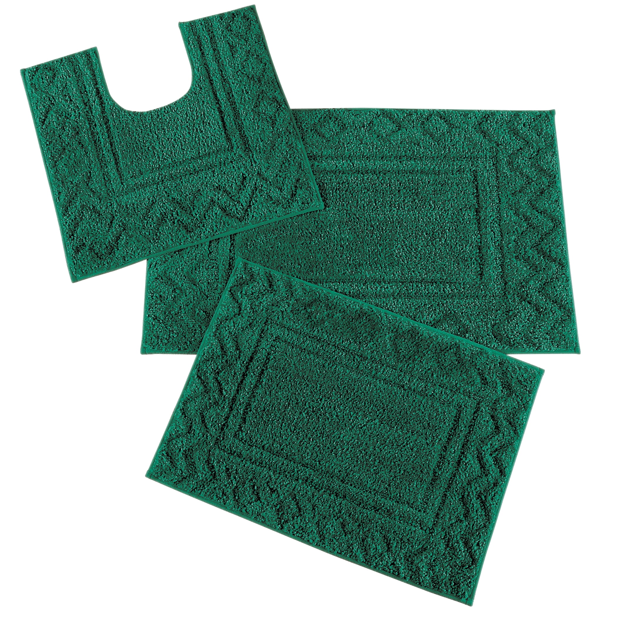 Collections Etc 3-Piece Diamond Border Skid-Resistant Bath Rug Set ...