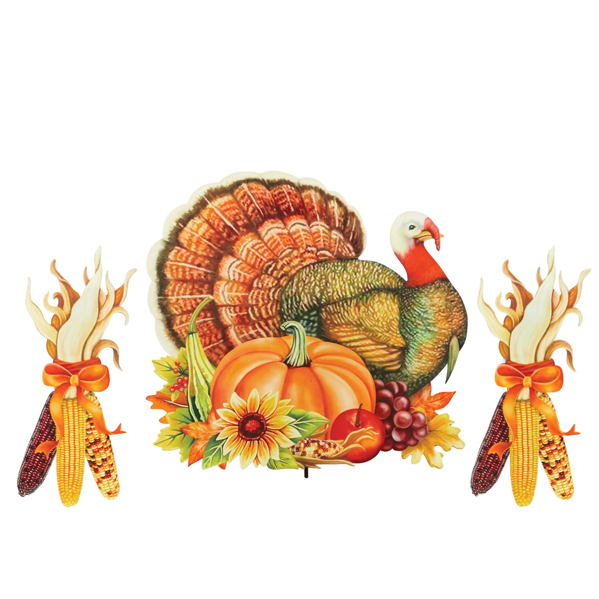 Collections Etc 3-Piece Harvest Turkey and Corn Bundles Garden Stake ...