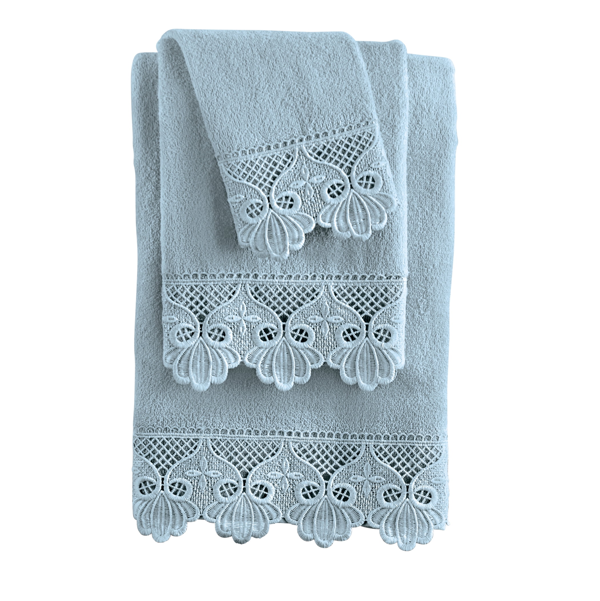 Collections Etc 3-Piece Macram Laced Bathroom Towel Set - Walmart.com