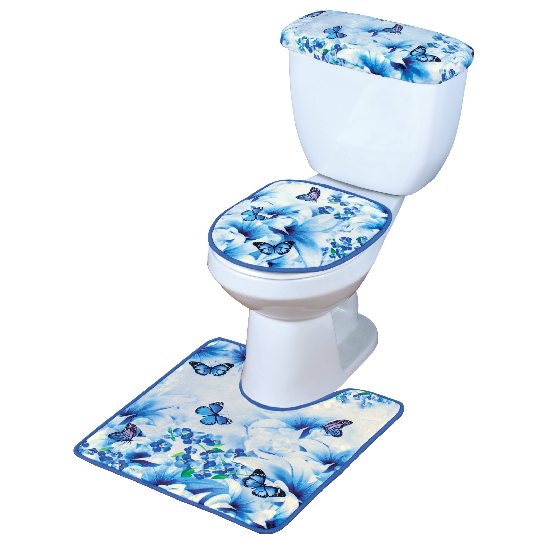 Collections Etc Butterfly Bathroom Set - Flowered Toilet Seat Cover ...