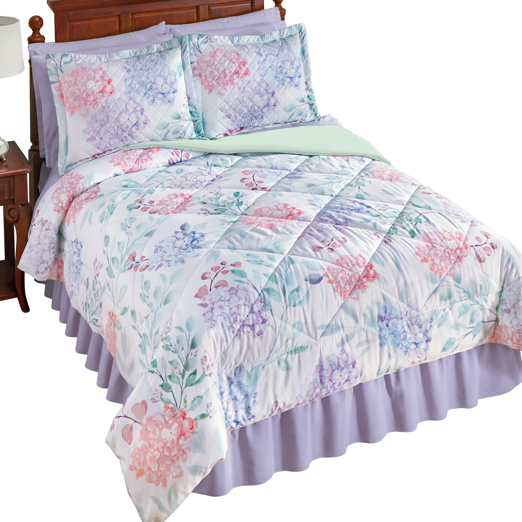Collections Etc 3-Piece Pastel Watercolor Floral Comforter Set ...