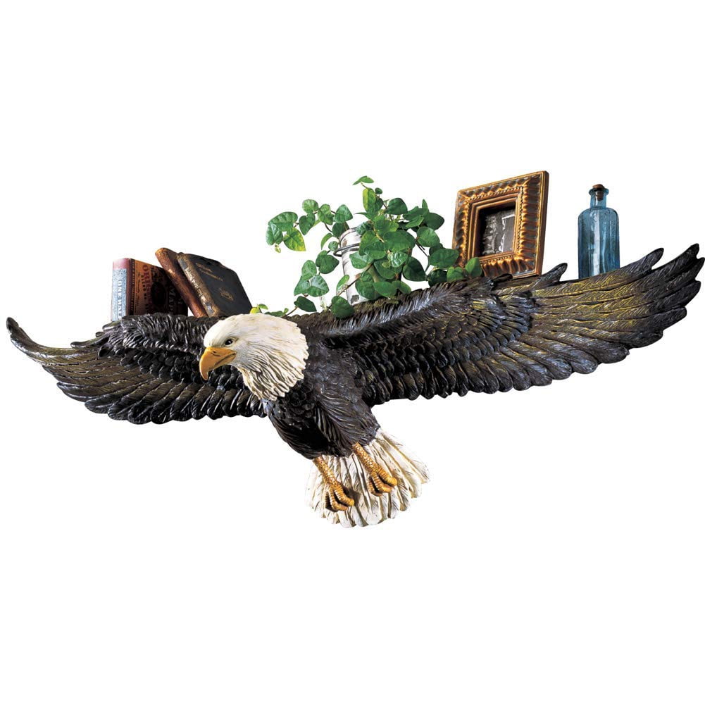 Collections Etc 3D Sculpted Flying Bald Eagle Wall Shelf, Black ...