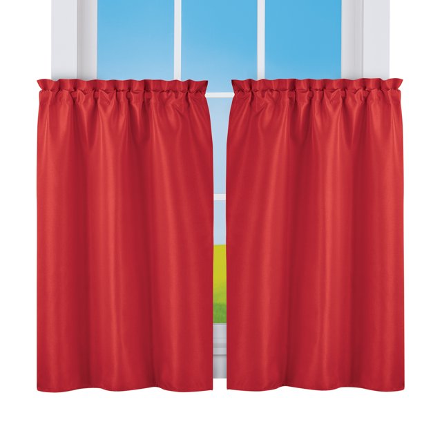 Collections Etc 5-Piece Ruffled Trim Tiers & Panels Window Curtain Set ...