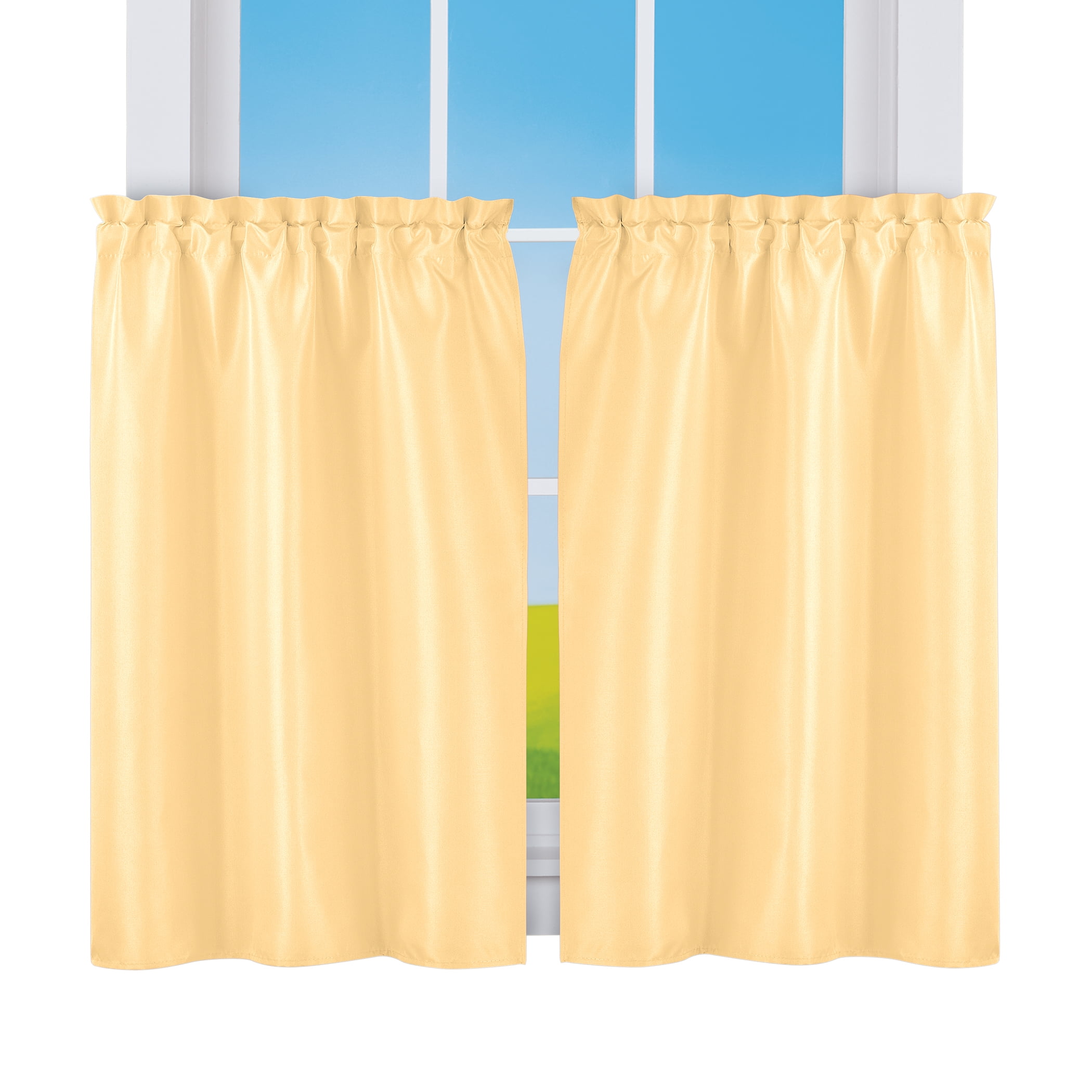 Collections Etc 5-Piece Ruffled Trim Tiers & Panels Window Curtain Set ...