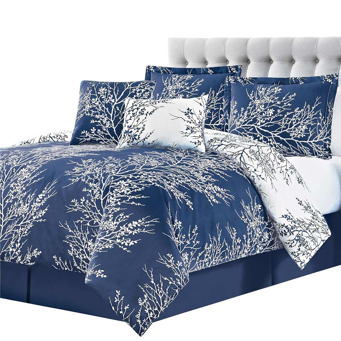 Spirit Linen Home Adult Bedding - Foliage Print 6-Piece Microfiber ...