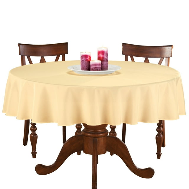 Collections Etc 70 Inch Round Yellow Tablecloth, 100% Durable Polyester ...
