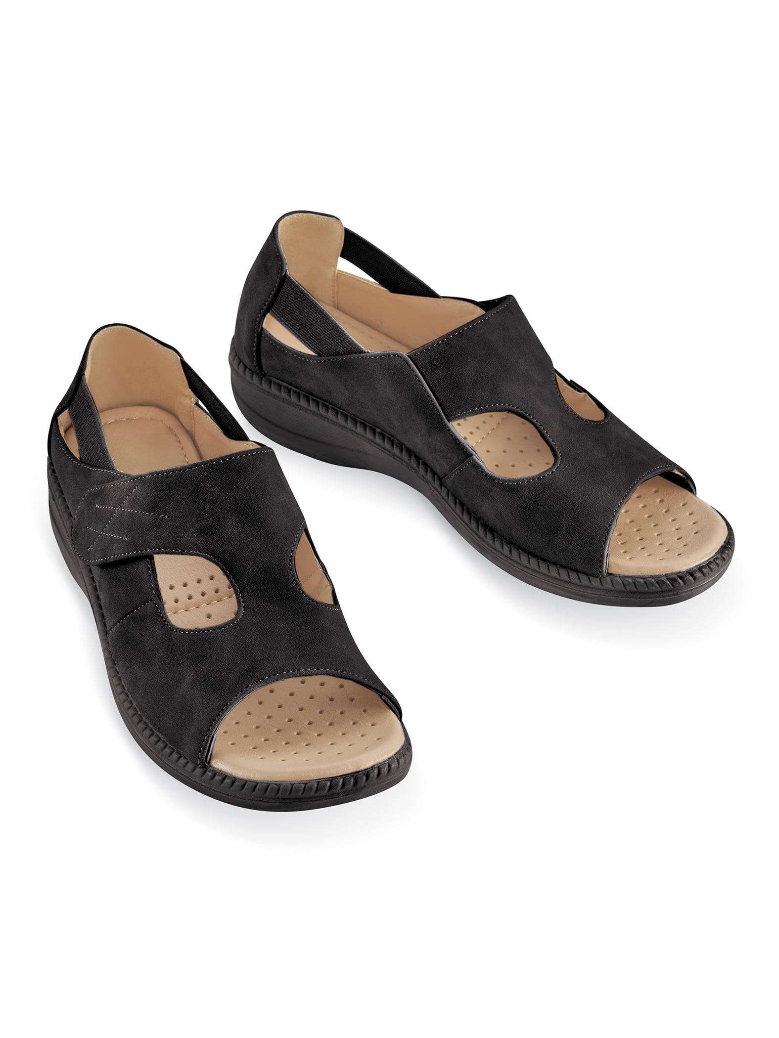 Collections Etc Adjustable Touch Closure Comfort Walking Sandals ...