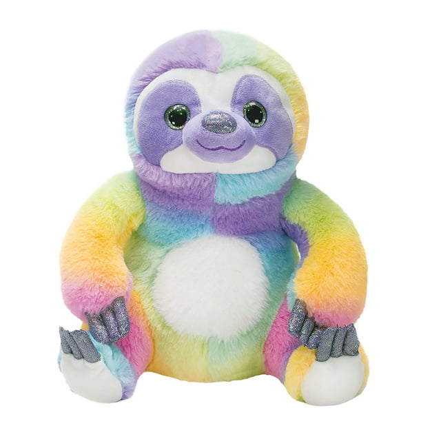 Collections Etc Adorable Rainbow Sherbert Sloth Plush Toy - Walmart.com