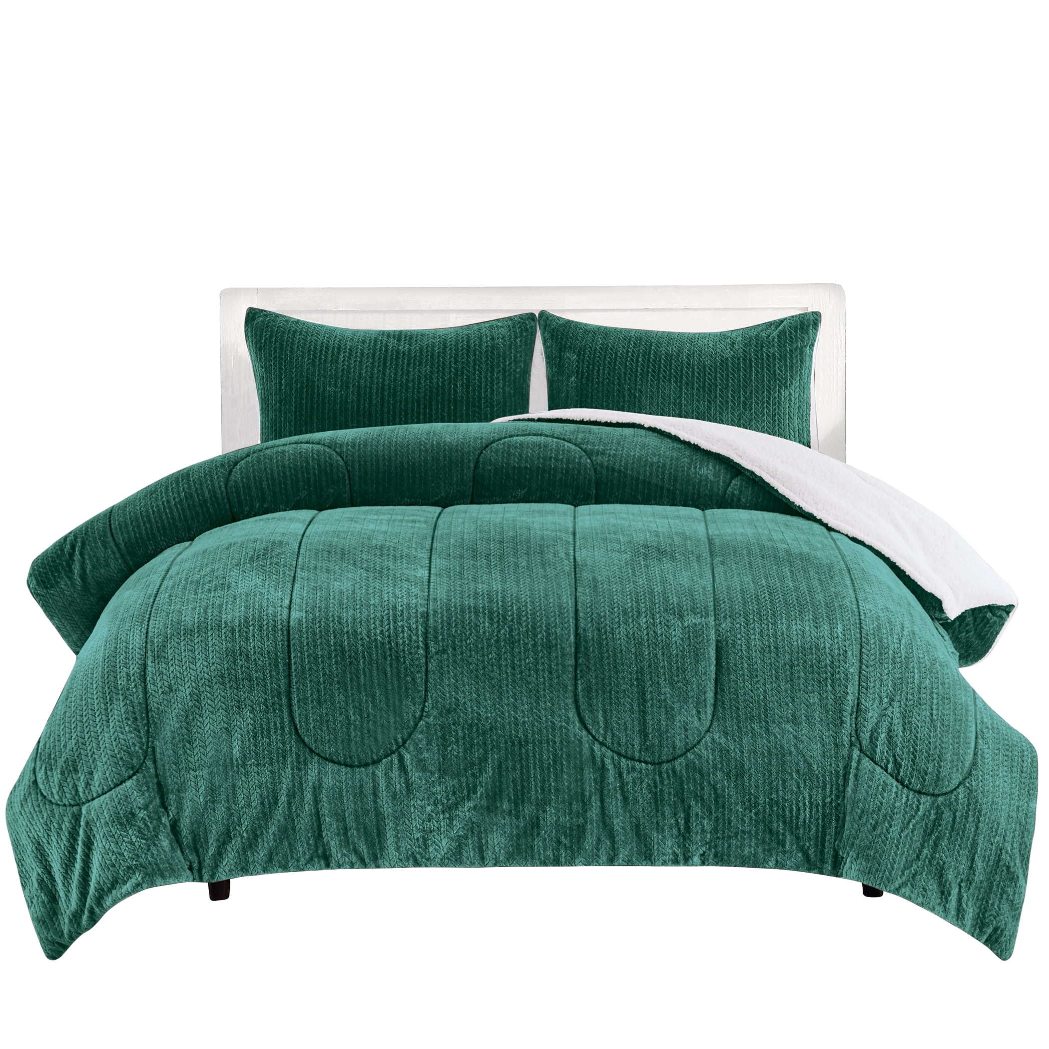 Collections Etc Arrow Knit Sherpa 3-Piece Solid Comforter Set - Walmart.com