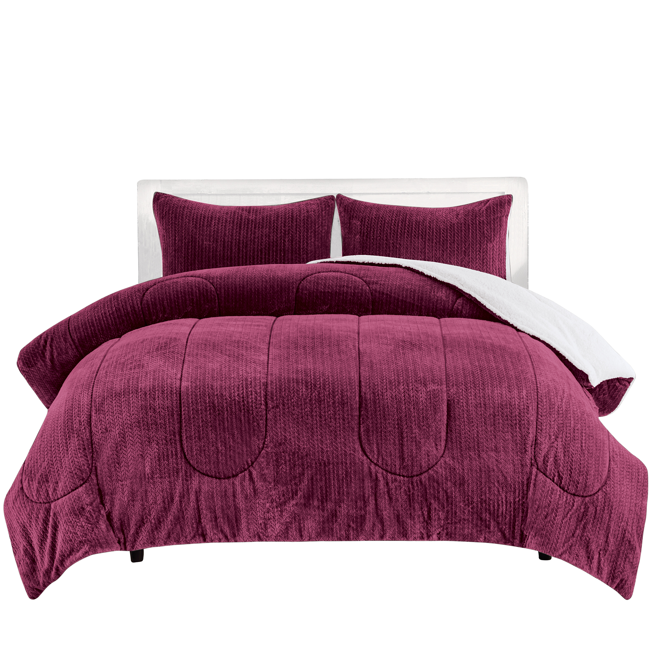 Collections Etc Arrow Knit Sherpa 3-Piece Solid Comforter Set - Walmart.com