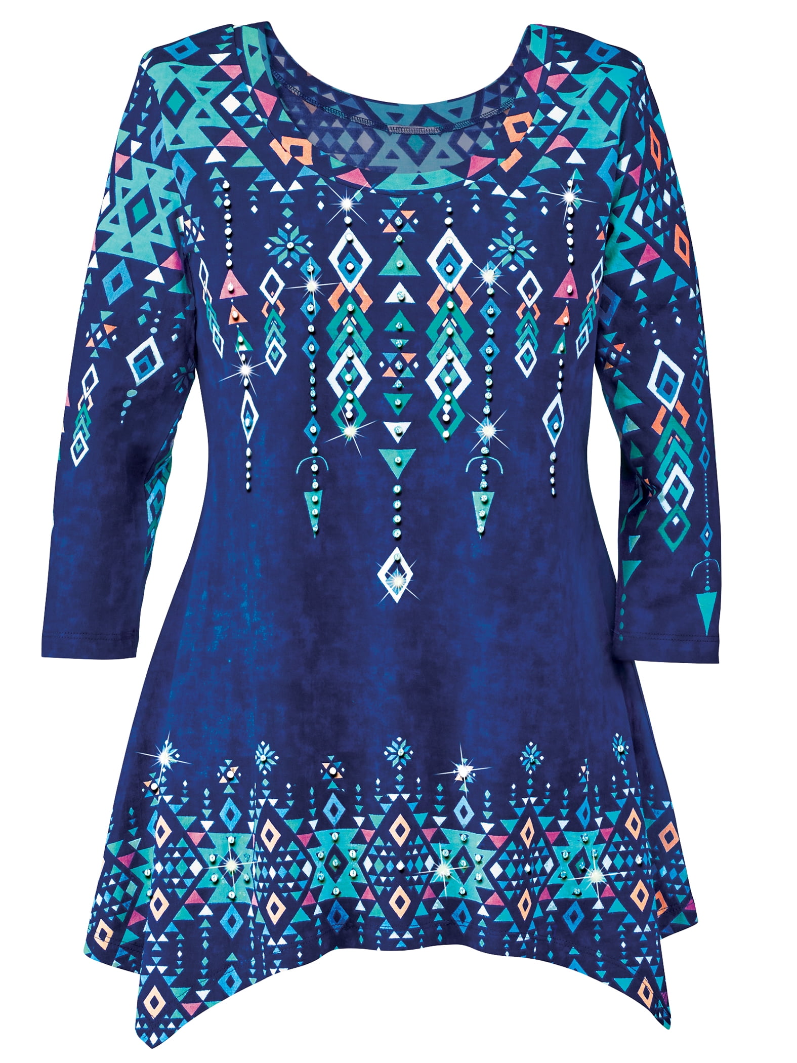 Collections Etc Aztec Inspired Design Scoop Neck Tunic - Walmart.com