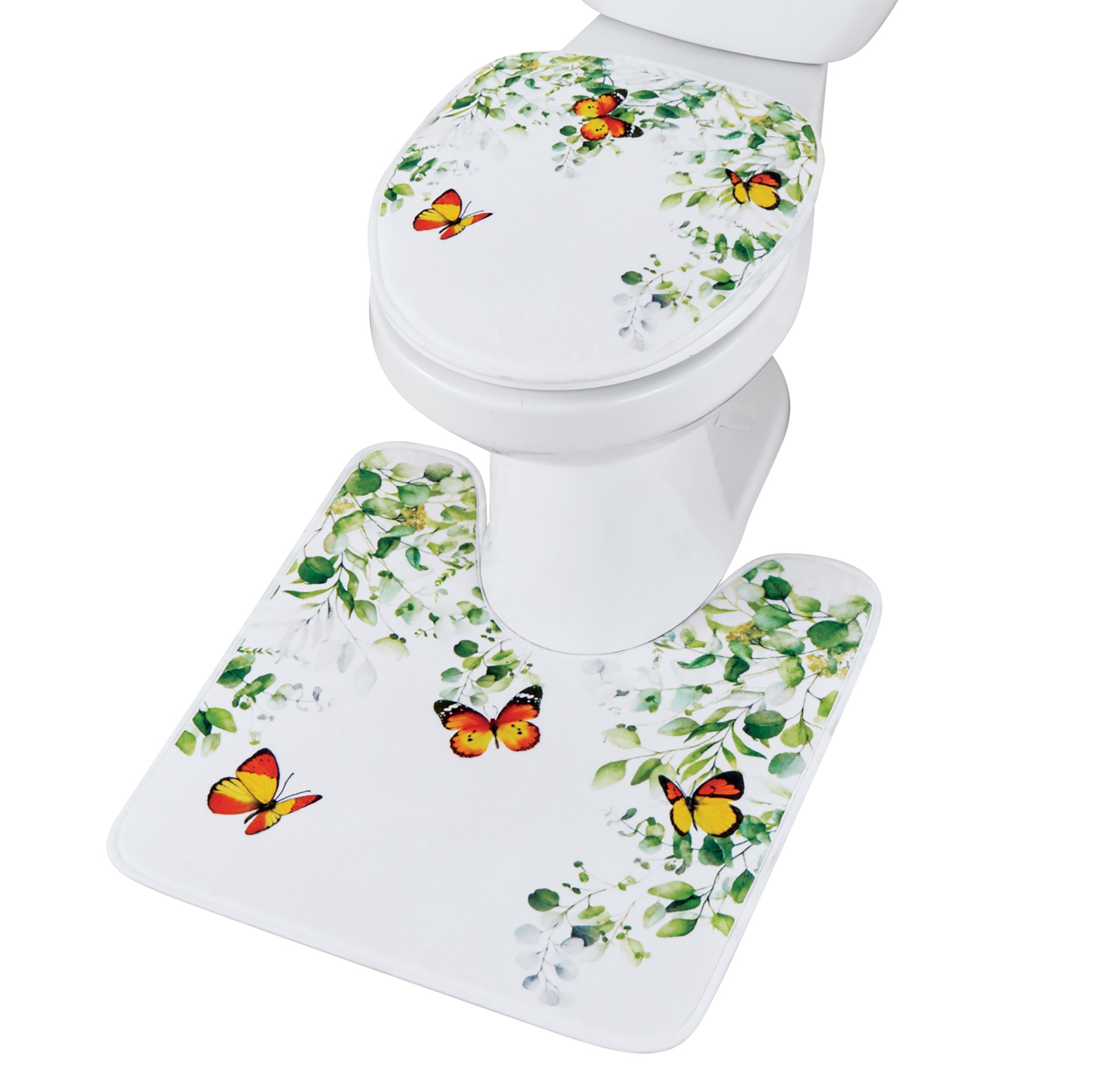 Collections Etc Beautiful Botanical Butterfly 2-Piece Commode Set ...