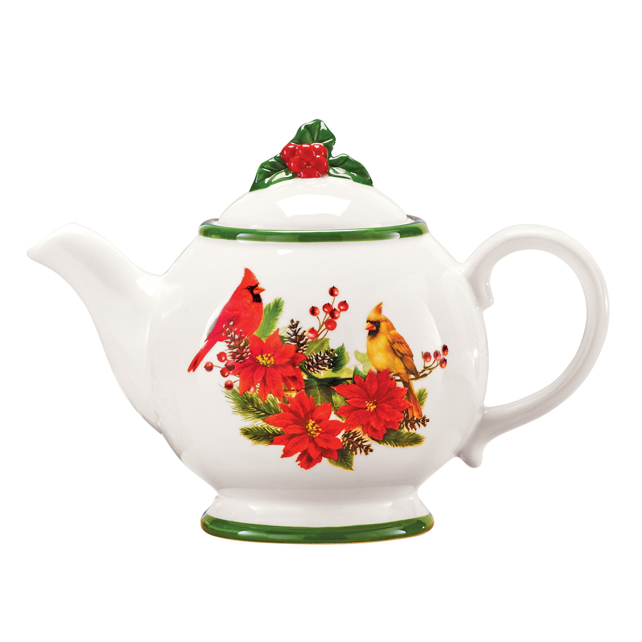 Collections Etc Beautiful Christmas Cardinal Holiday Teapot - Walmart.com