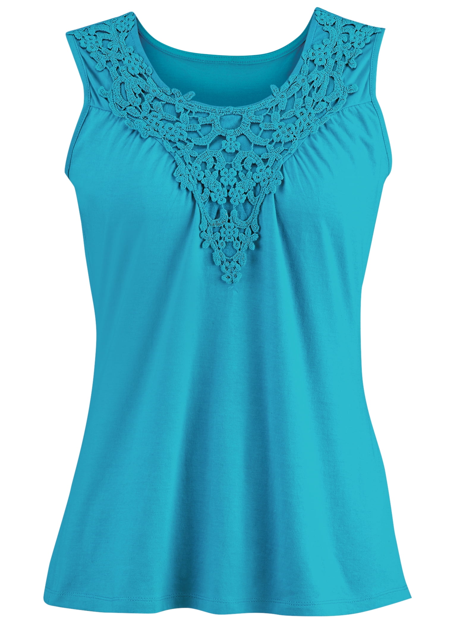 Collections Etc Beautiful Lace Trim Sleeveless Tank Top with Wide ...