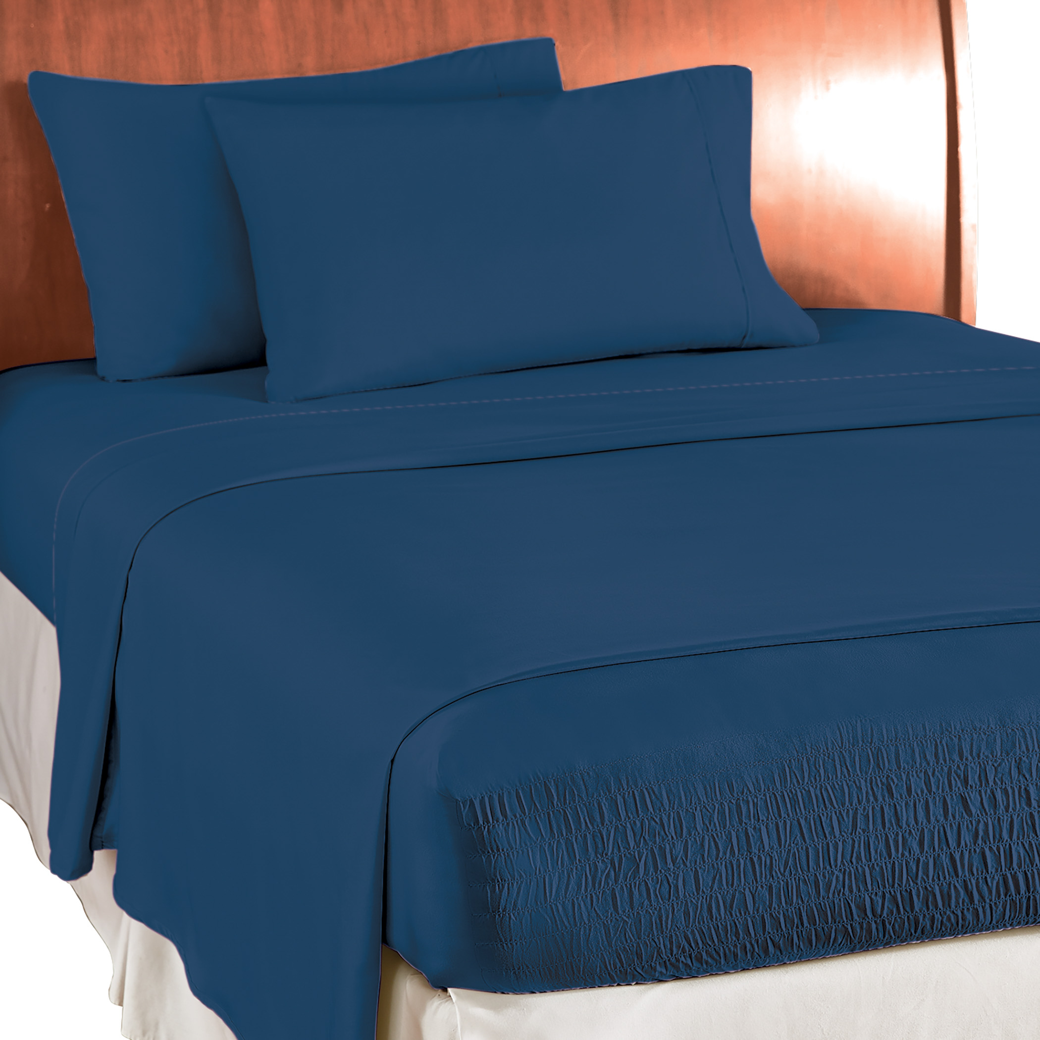 Collections Etc Bed Tite Soft Microfiber Bed Sheet Set Navy Twin ...