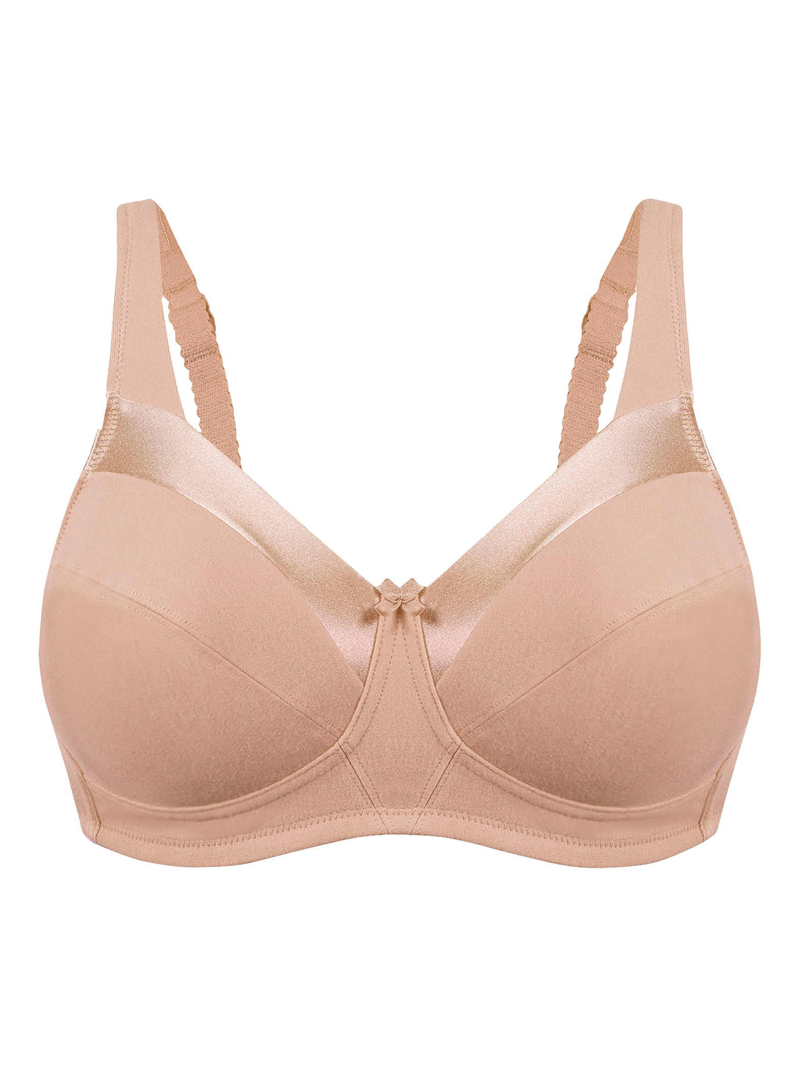 Collections Etc Bestform Satin Trim Wireless Cotton Bra - Walmart.com