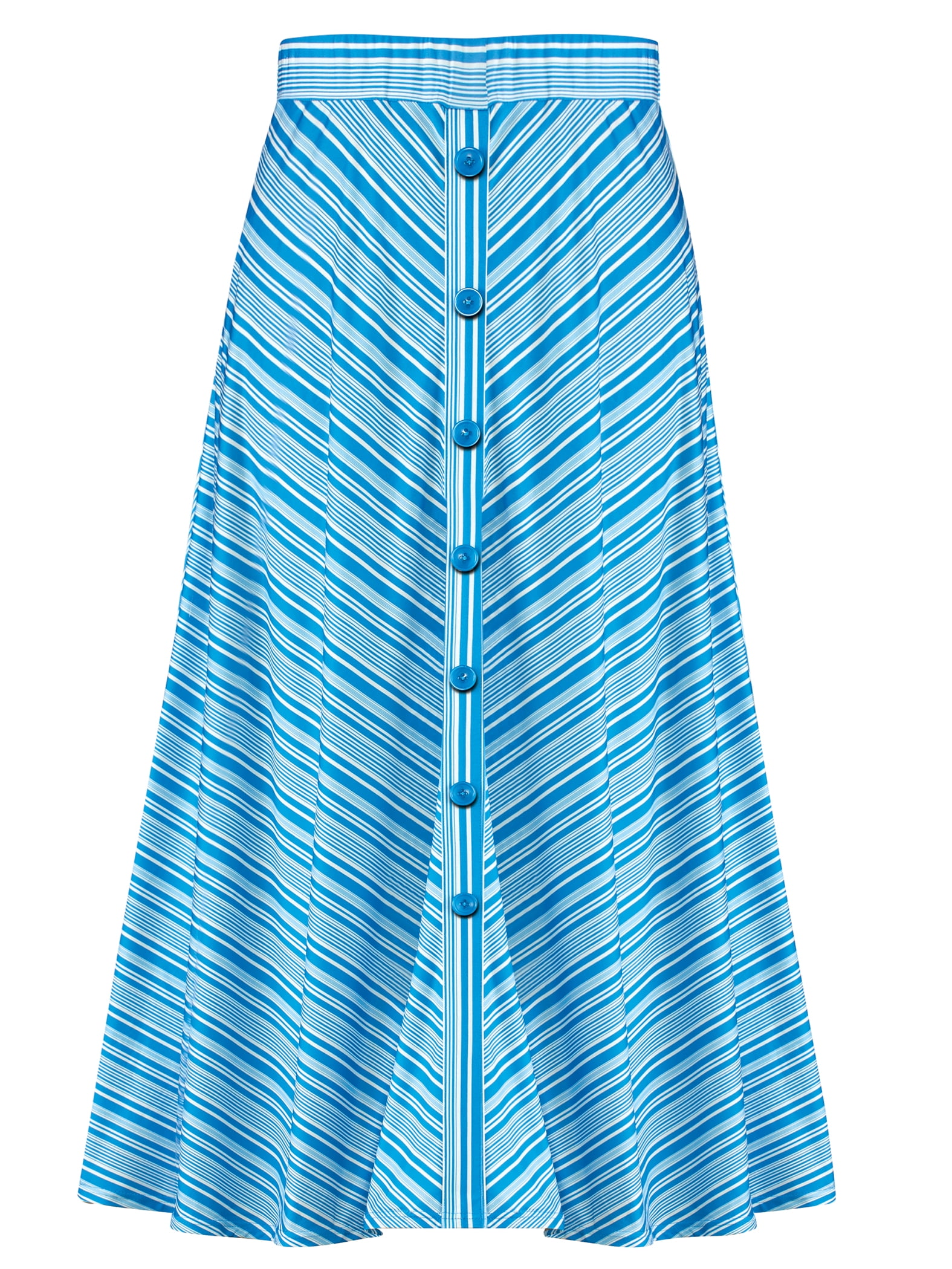 Collections Etc Bias Stripe Faux Button Front Full Knit Skirt - Walmart.com
