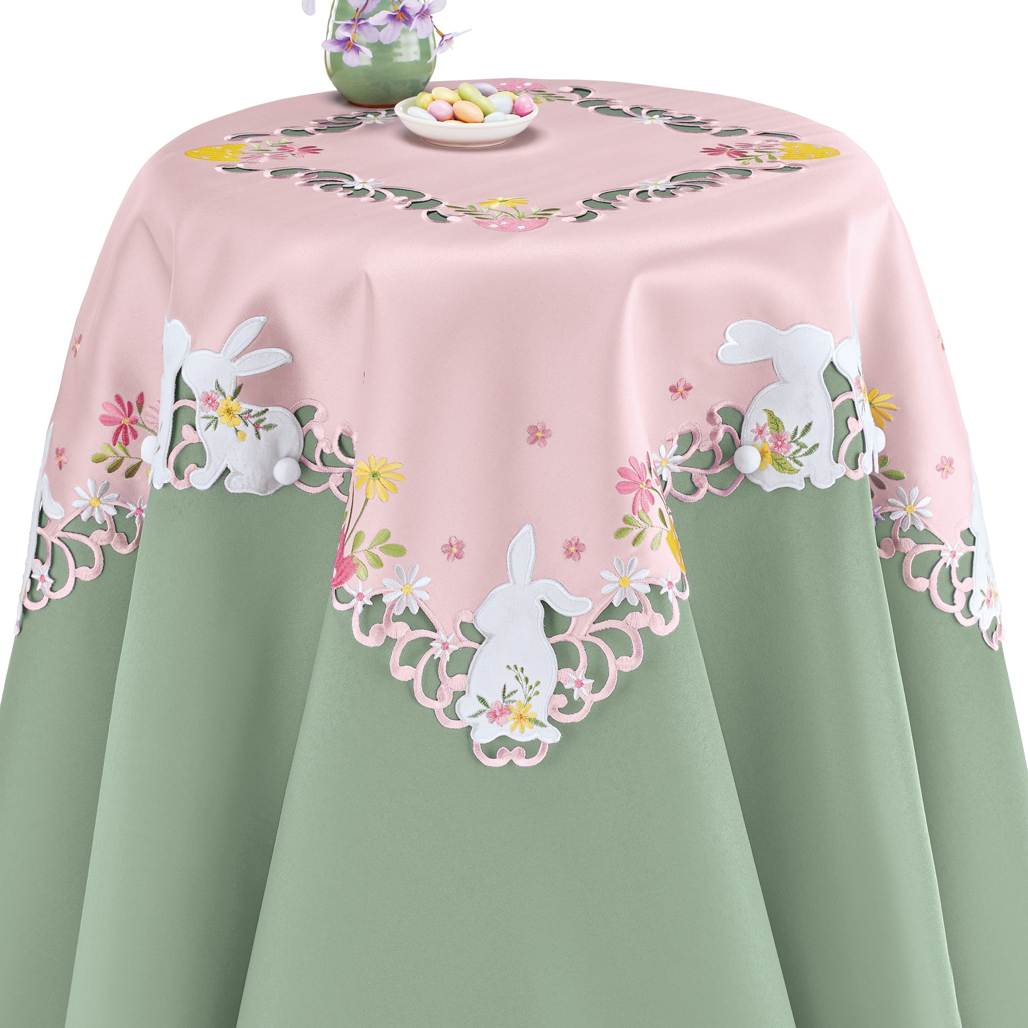 Collections Etc Bunnies and Embroidered Floral Table Linens - Walmart.com