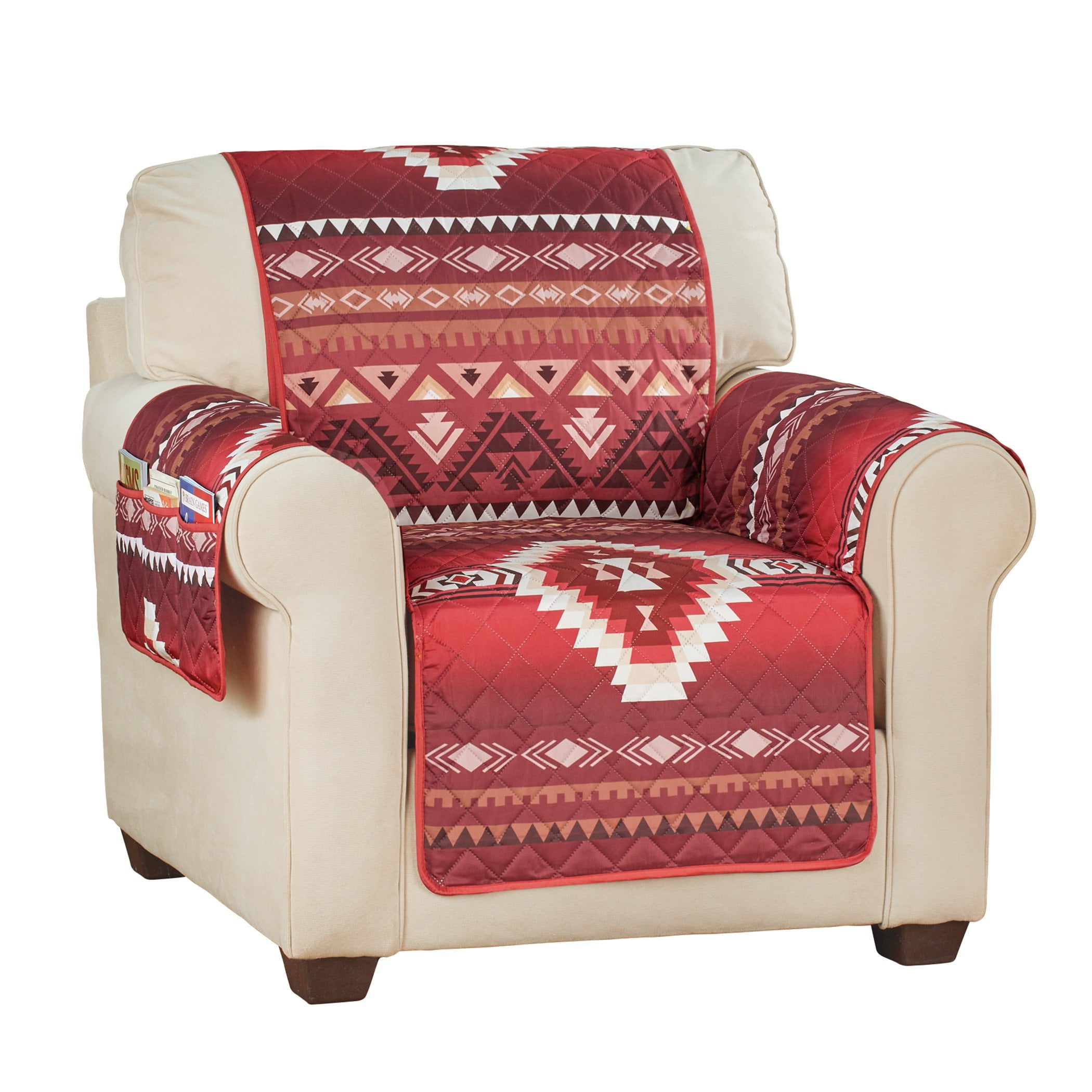 Collections Etc Burgundy Southwest Aztec Pattern Furniture Protector ...