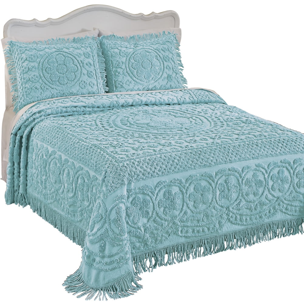 Collections Etc Calista Chenille Lightweight Vintage Cotton Bedspread ...