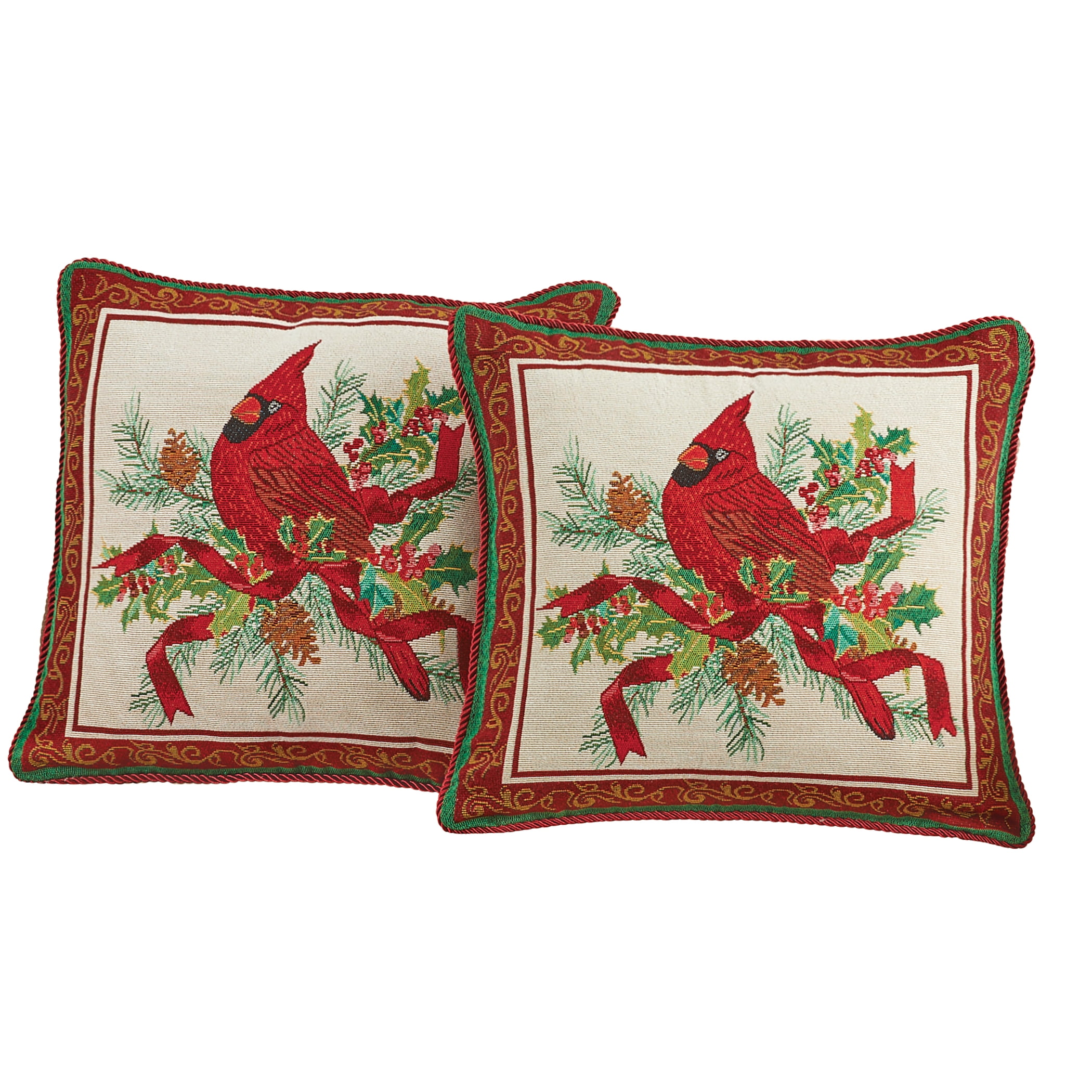 Collections Etc Cardinal Tapestry Accent Pillow Covers - Set of 2 ...