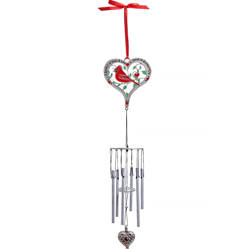 Collections Etc Cardinal Urn Silver Memorial Wind Chime - Sympathy Gift ...
