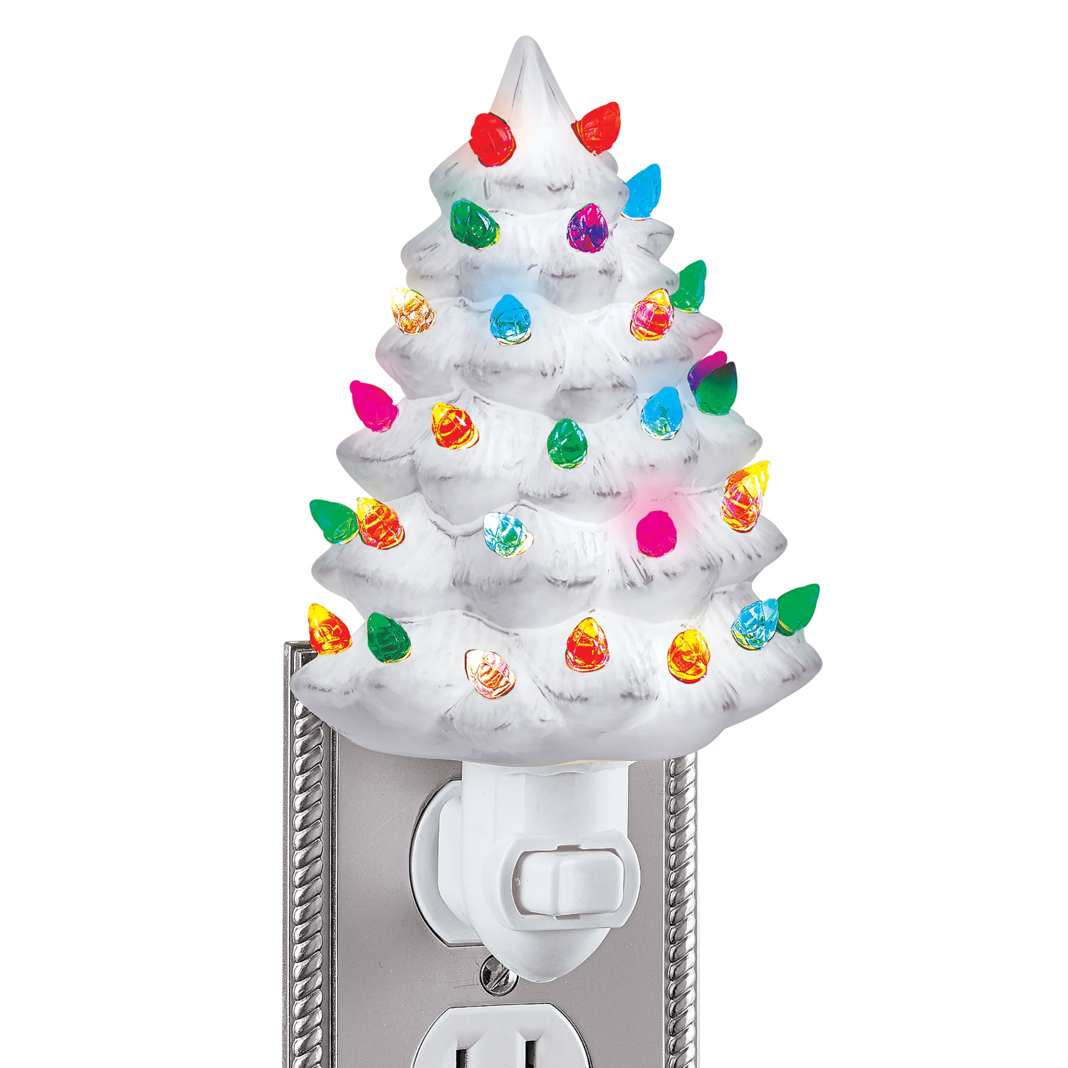 Collections Etc Ceramic Christmas Tree Night Light, 6"H, Decorative ...
