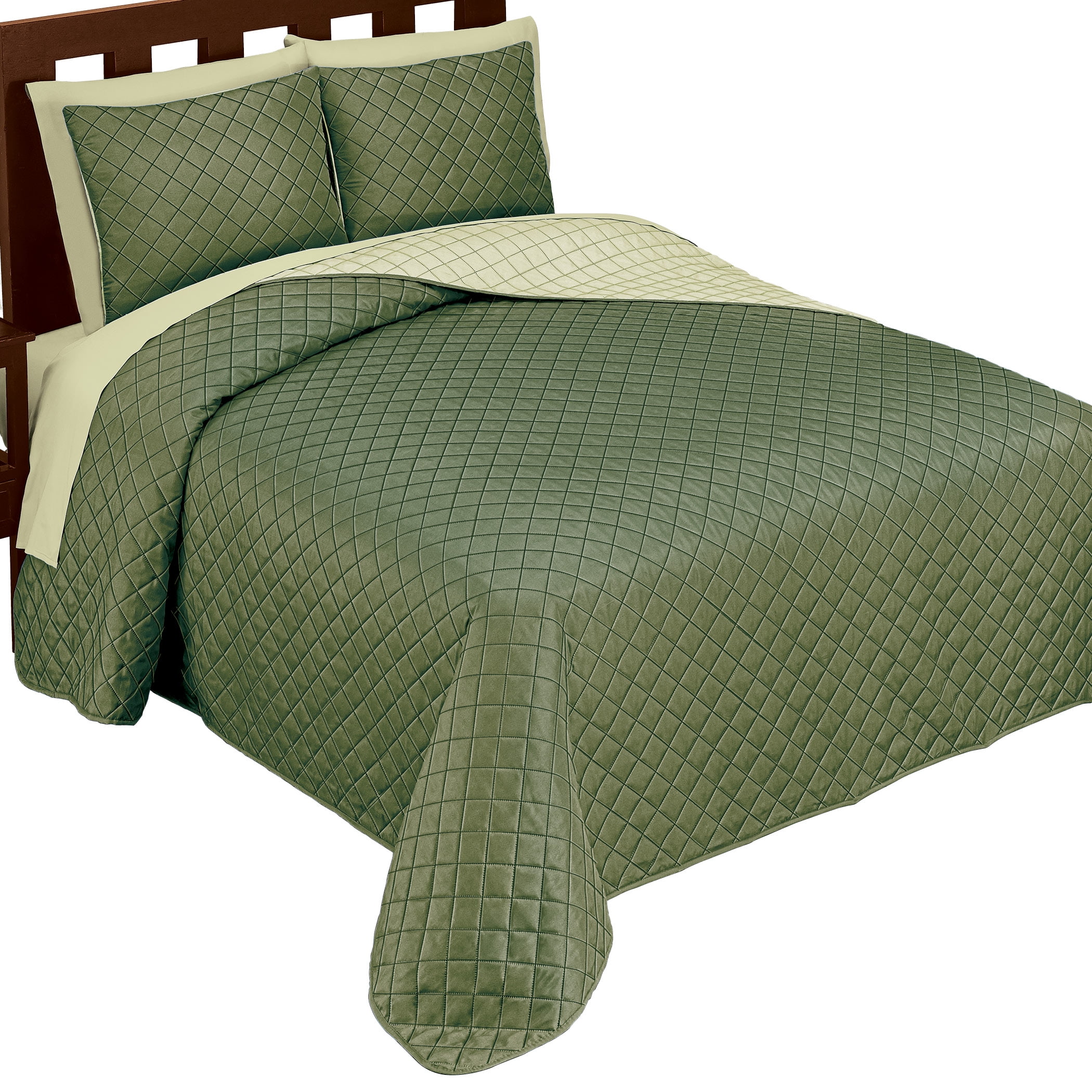 Collections Etc Classic Diamond Reversible Bedspread with Elegant ...