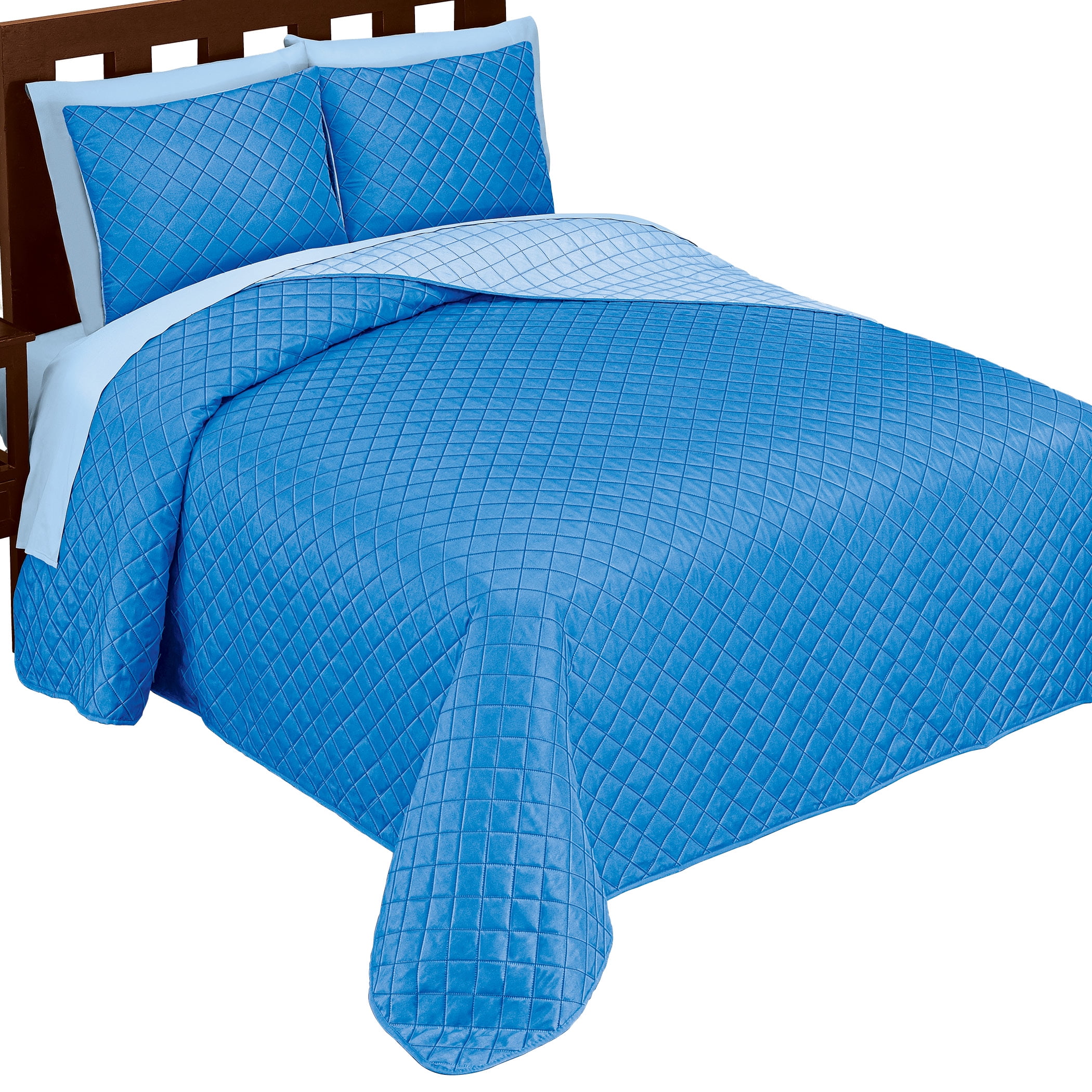 Collections Etc Classic Diamond Reversible Bedspread with Elegant ...