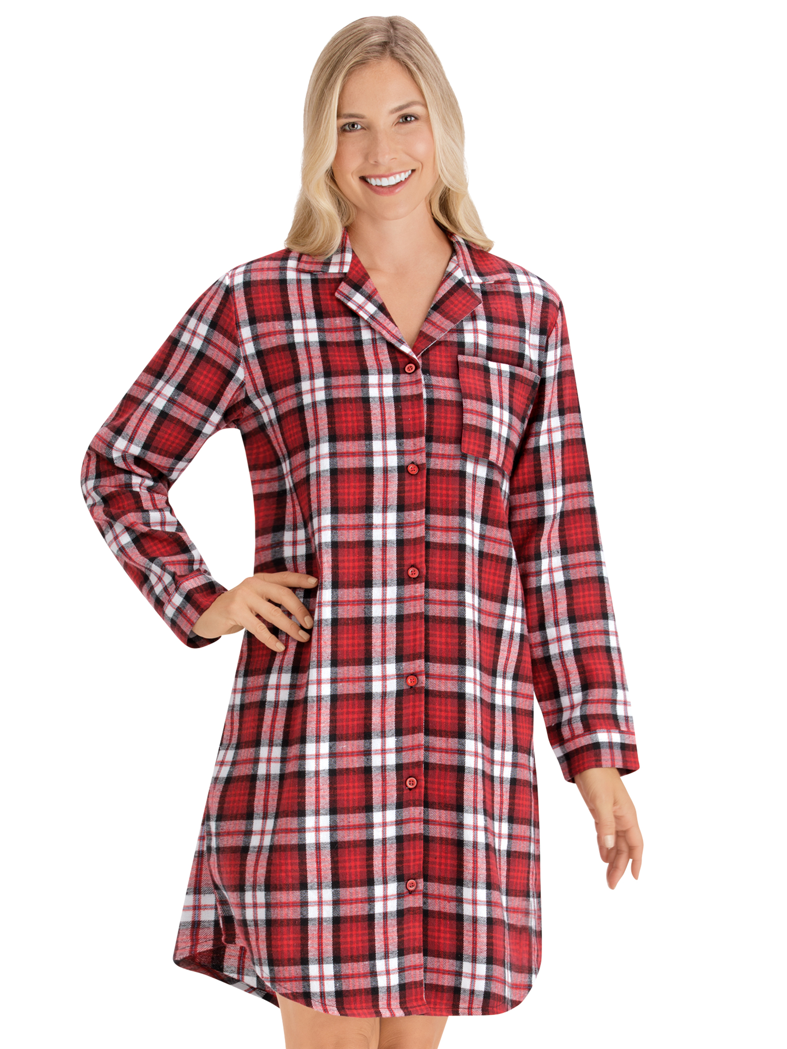 Collections Etc Classic Plaid Long-Sleeve Button Down Collared ...