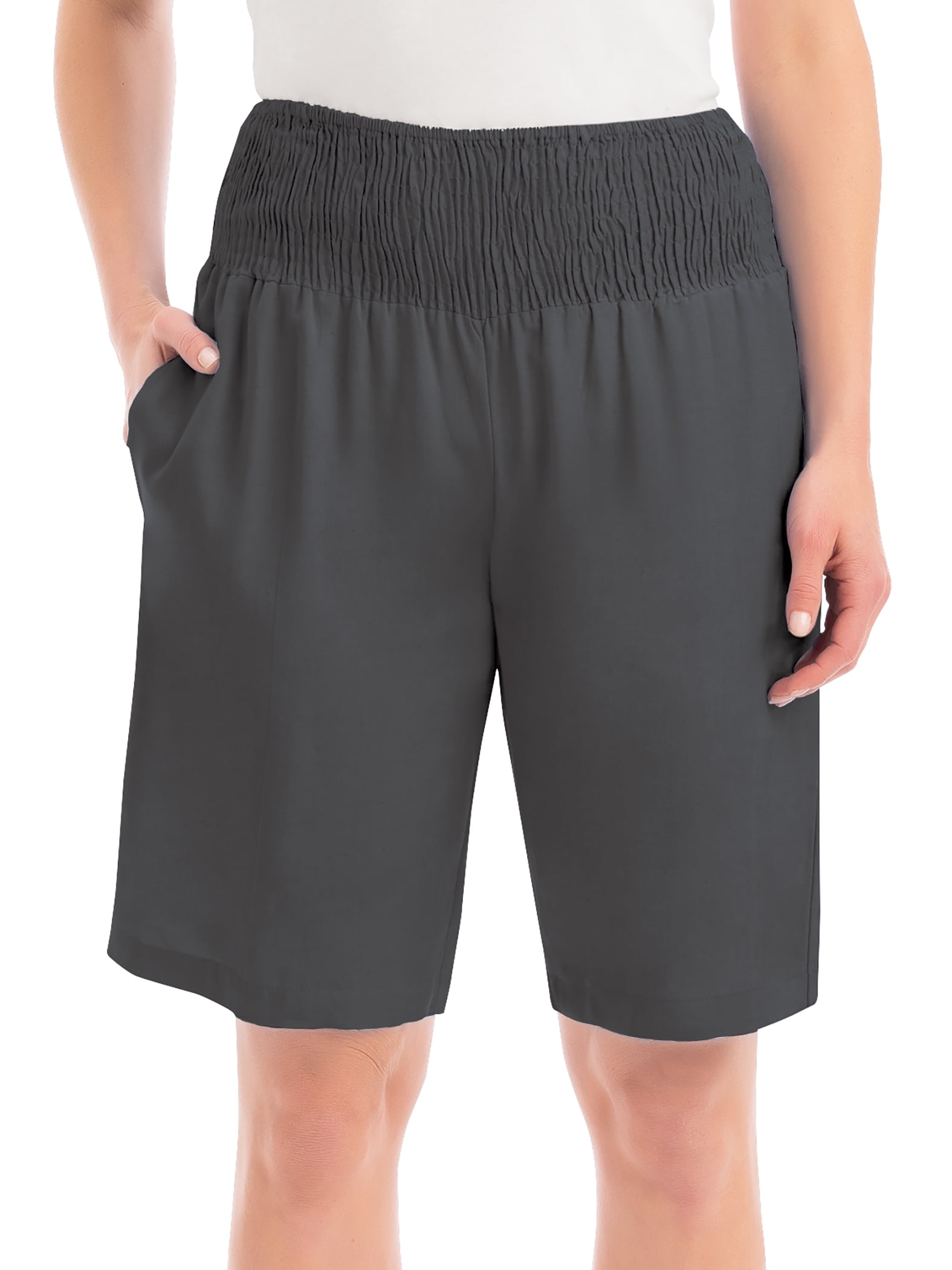 Collections Etc Comfortable Smock Waist Pull-On Shorts - Walmart.com