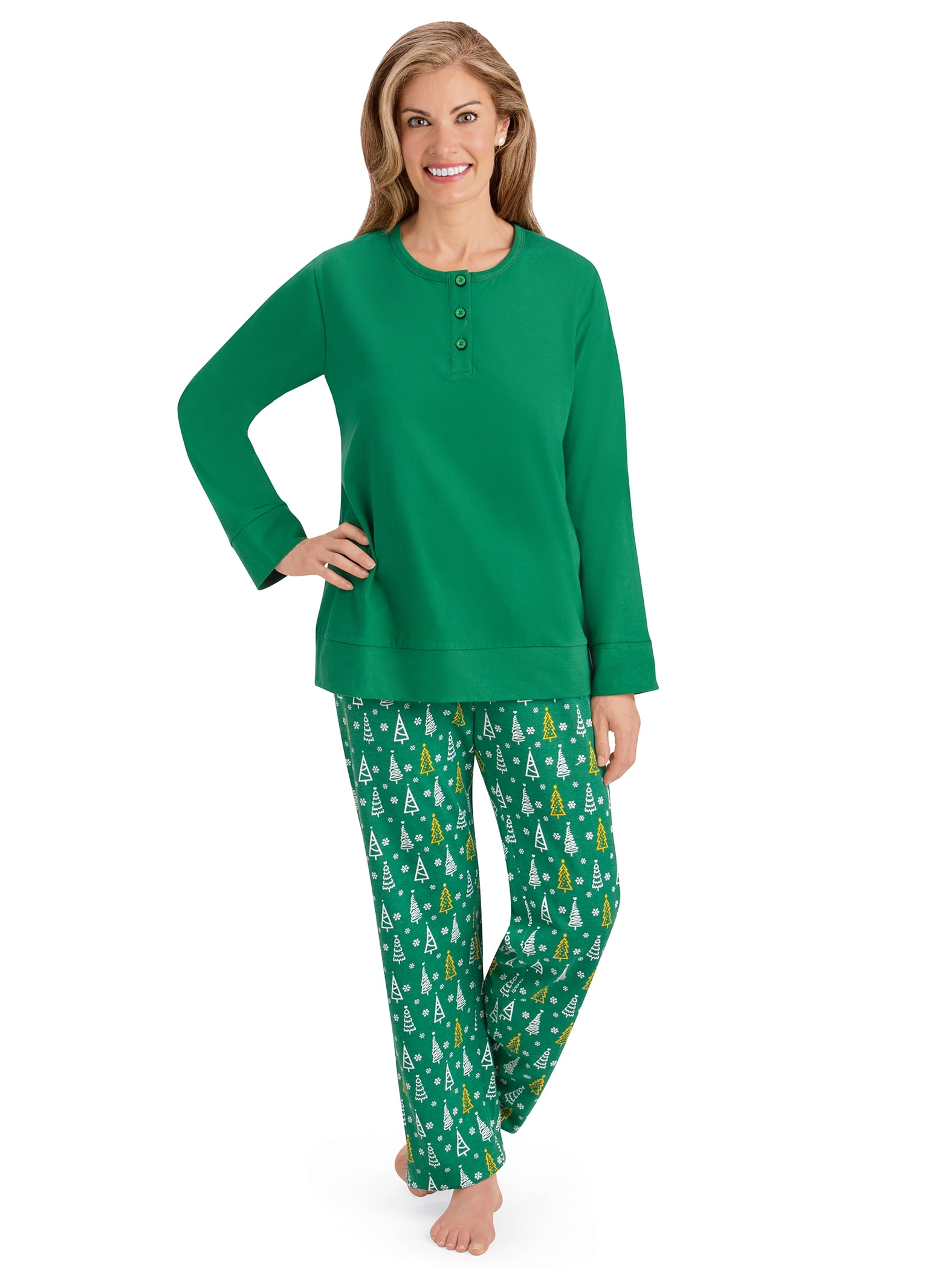 Collections Etc Cozy Henley Style Forest 2-Piece Pajama Set - Walmart.com