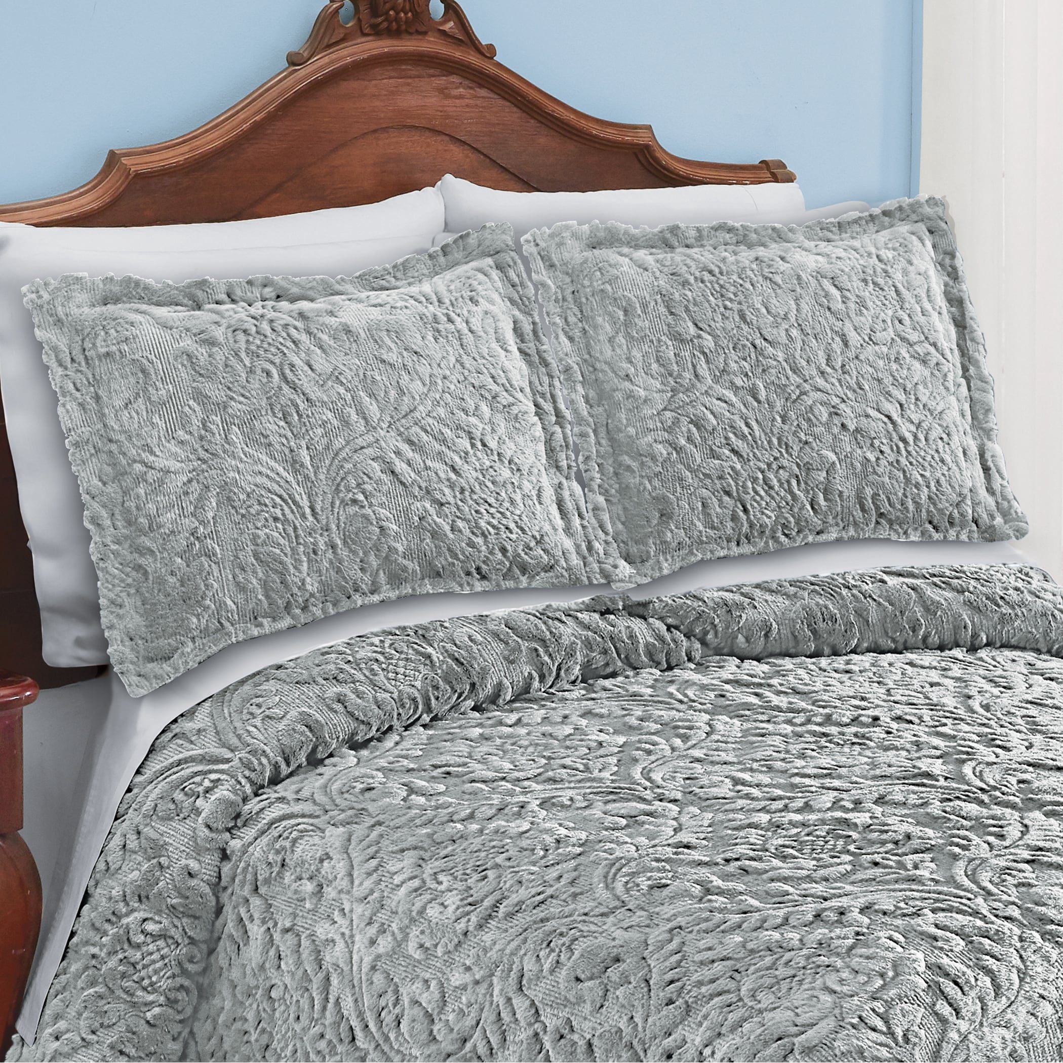 Collections Etc Cozy Textured Medallion Faux Fur Pillow Sham - Walmart.com