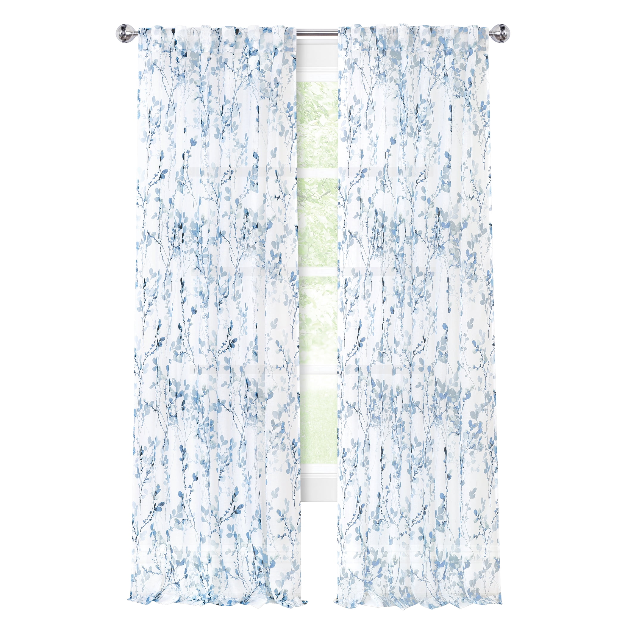 Collections Etc Decorative Misty Semi-Sheer Window Curtain Panel Teal ...