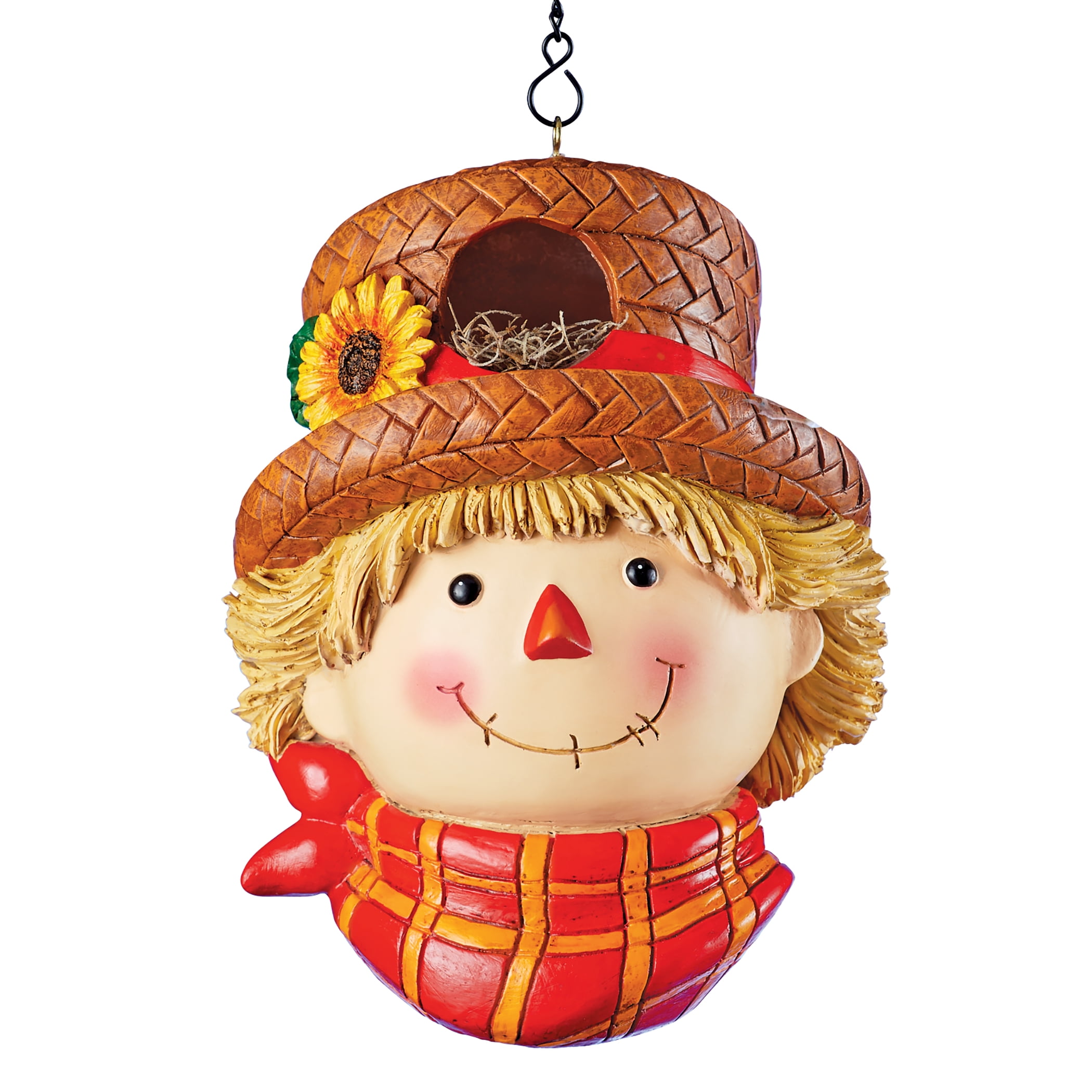 Collections Etc Delightful Hanging Scarecrow Head Birdhouse - Walmart.com